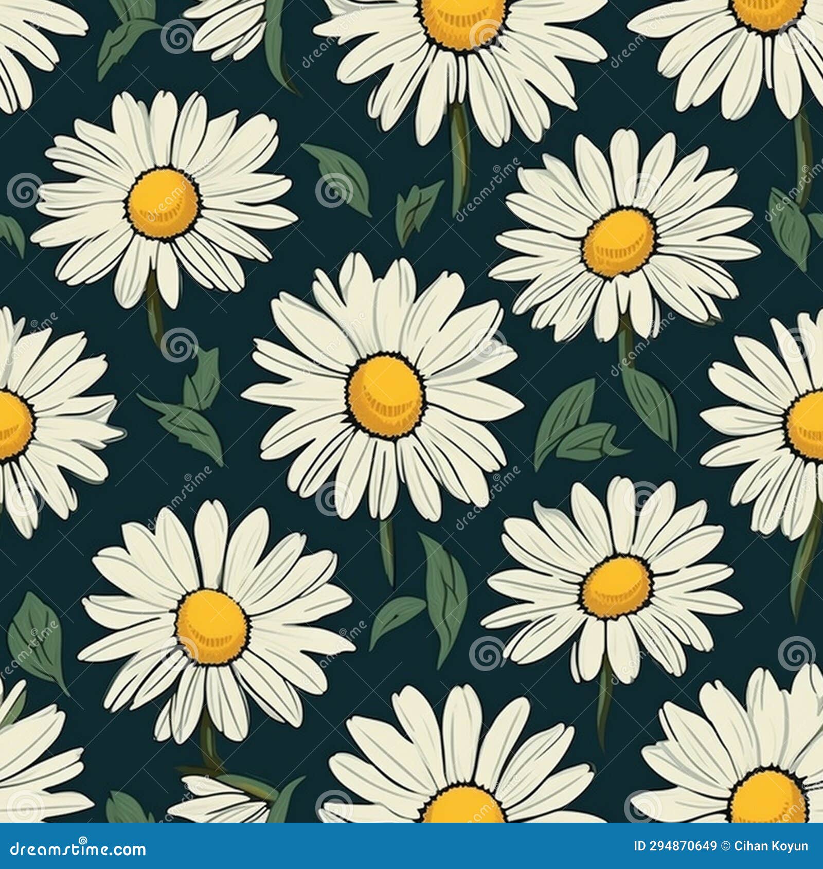 Seamless Daisy Pattern for Wallpaper Mural Stock Illustration ...