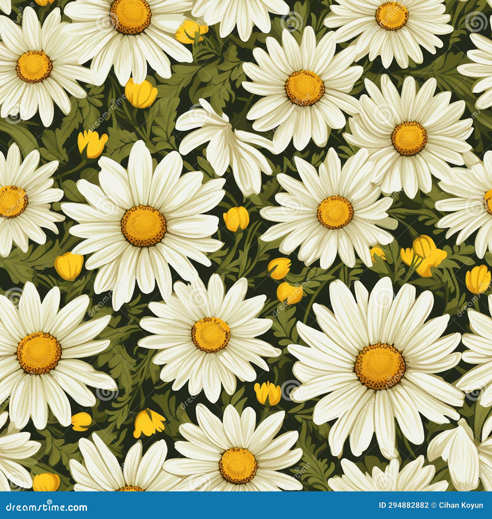 Seamless Daisy Pattern for Wallpaper Mural Stock Illustration ...