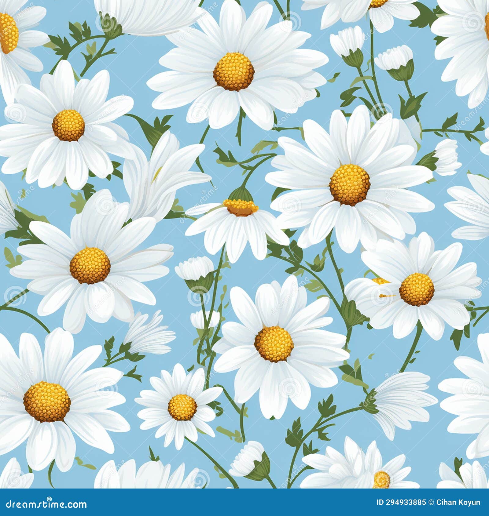 Seamless Daisy Pattern for Wallpaper Mural Stock Illustration ...