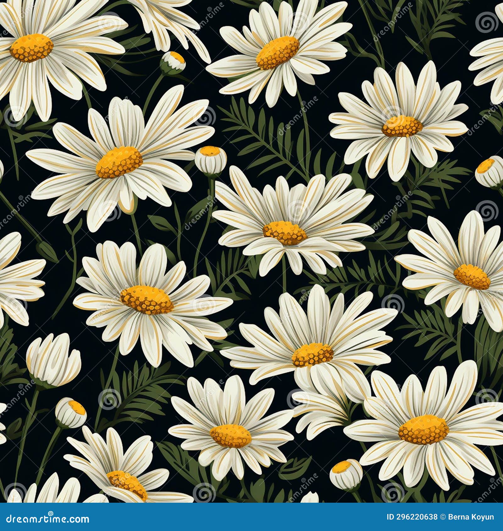 Seamless Daisy Pattern for Wallpaper Mural Stock Illustration ...