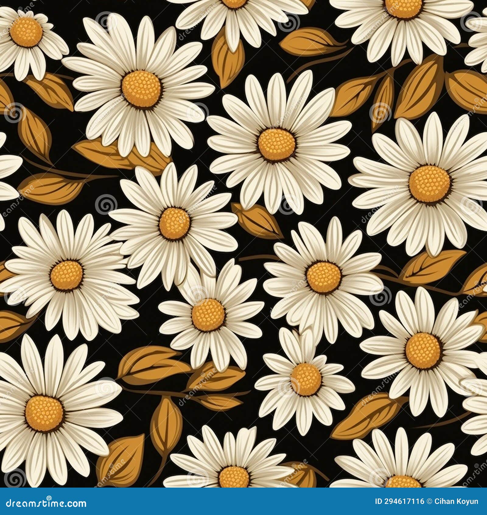 Seamless Daisy Pattern for Wallpaper Mural Stock Illustration ...