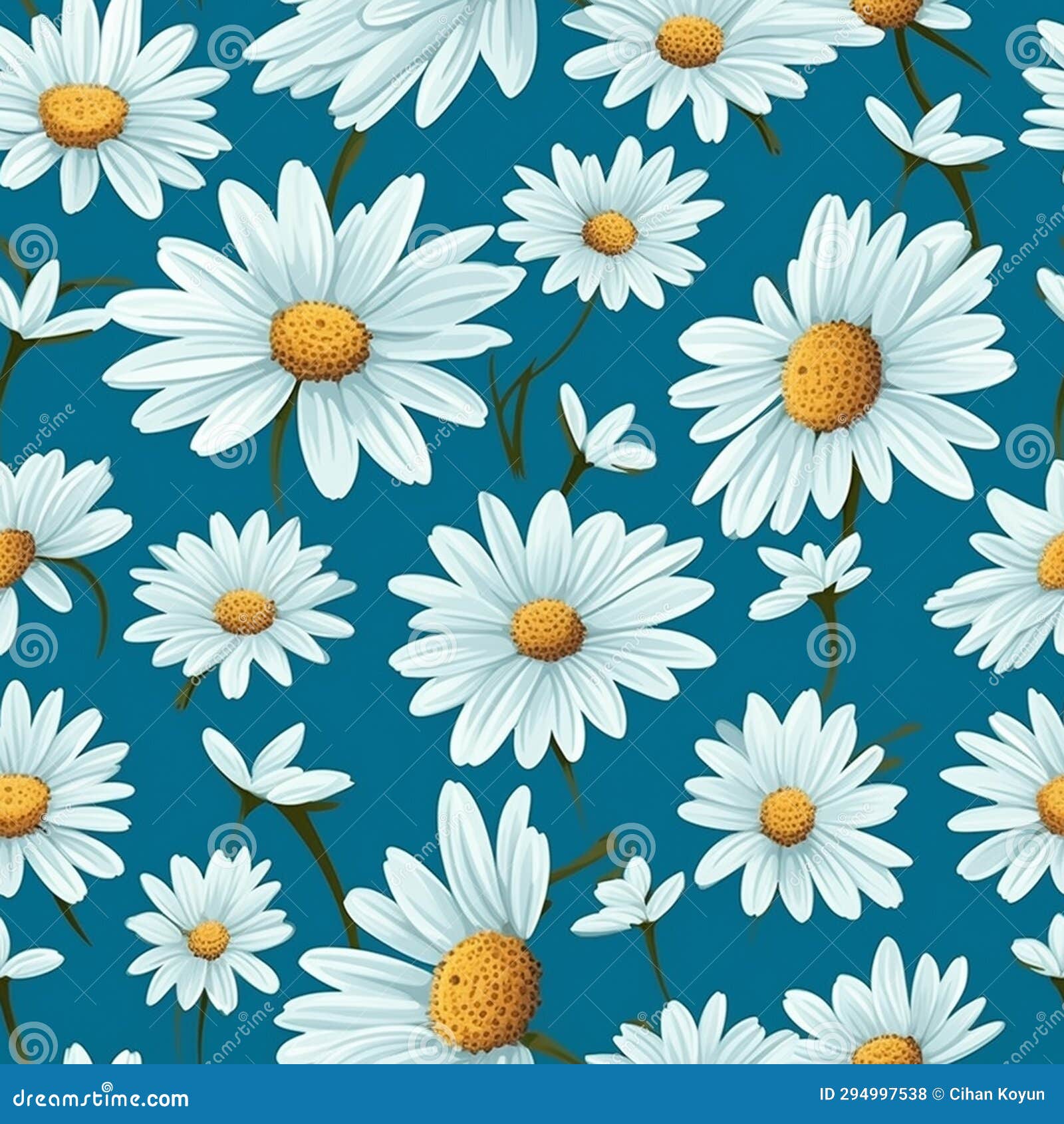 Seamless Daisy Wallpaper Mural Stock Illustration - Illustration of ...