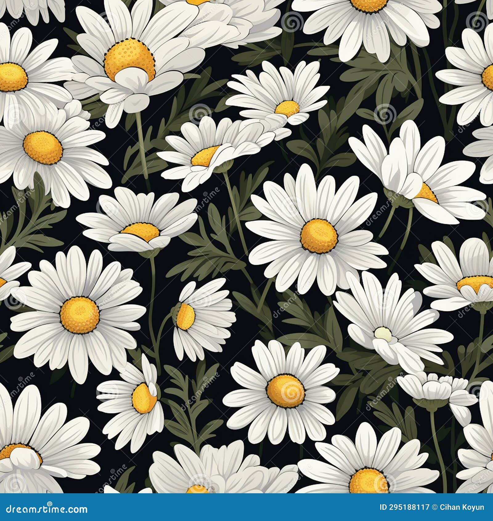 Seamless Daisy Wallpaper Mural Stock Illustration - Illustration of ...