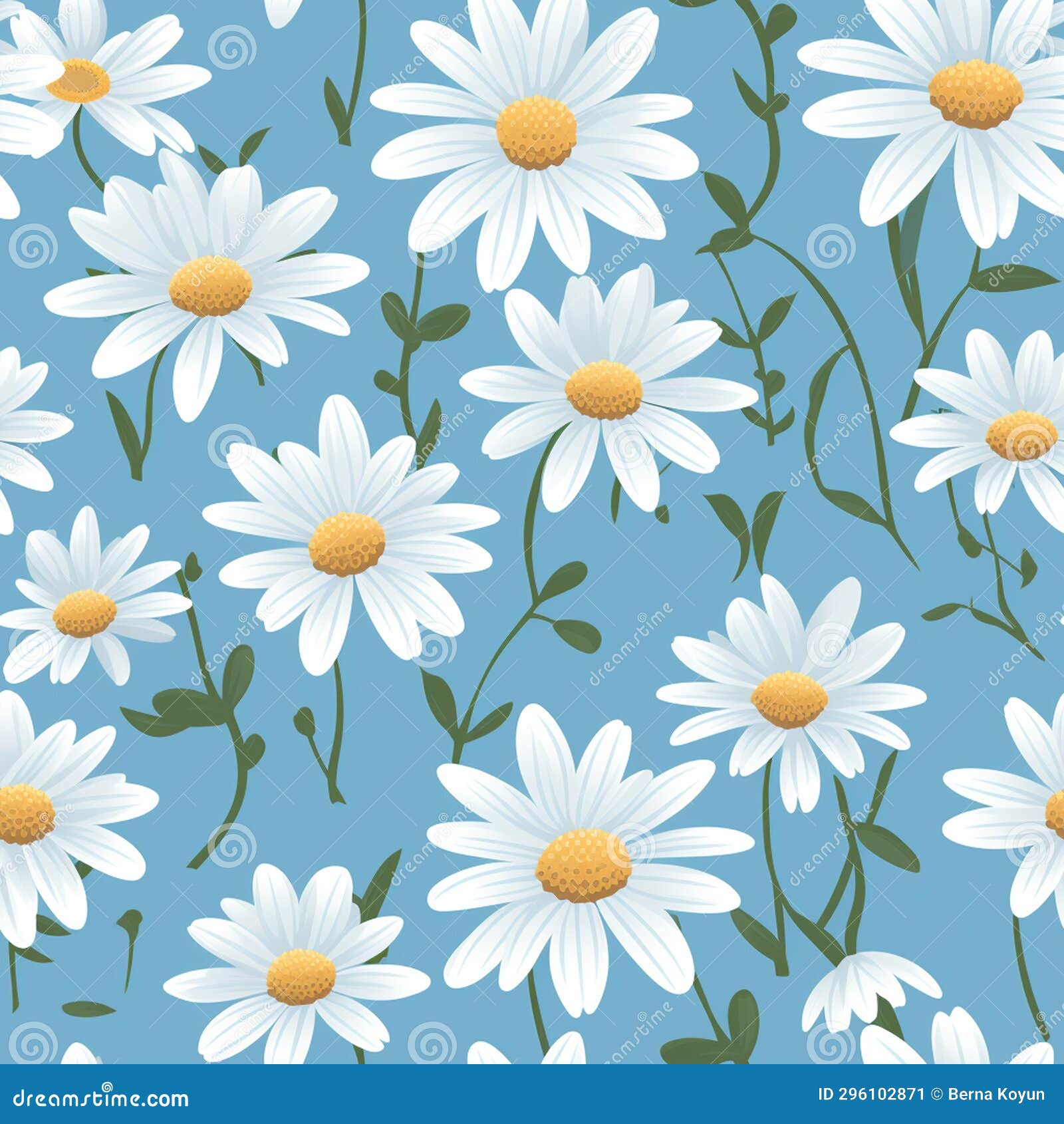 Seamless Daisy Wallpaper Mural Stock Illustration - Illustration of ...