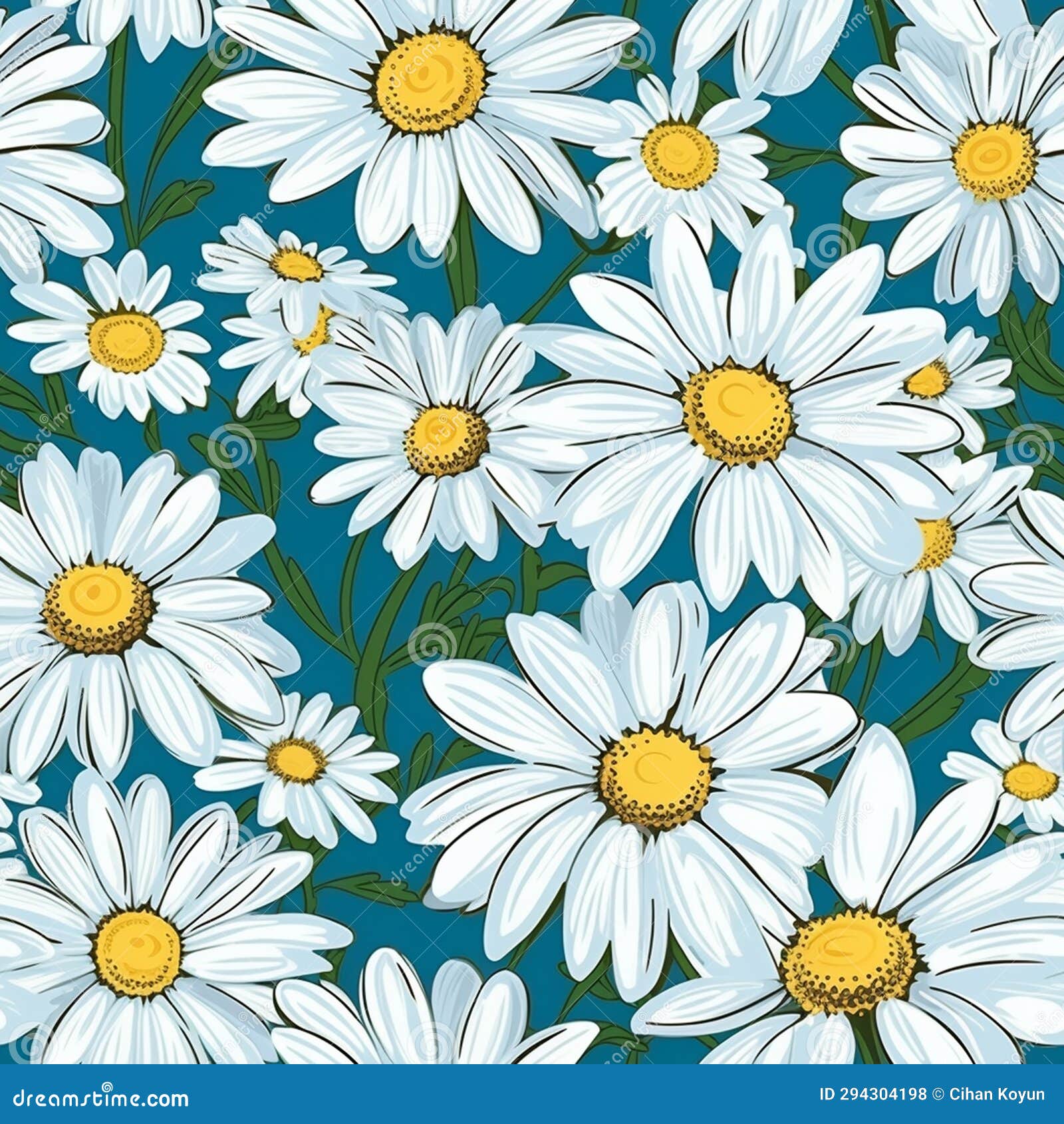 Seamless Daisy Wallpaper for Wallpaper Design Stock Photo - Image of ...