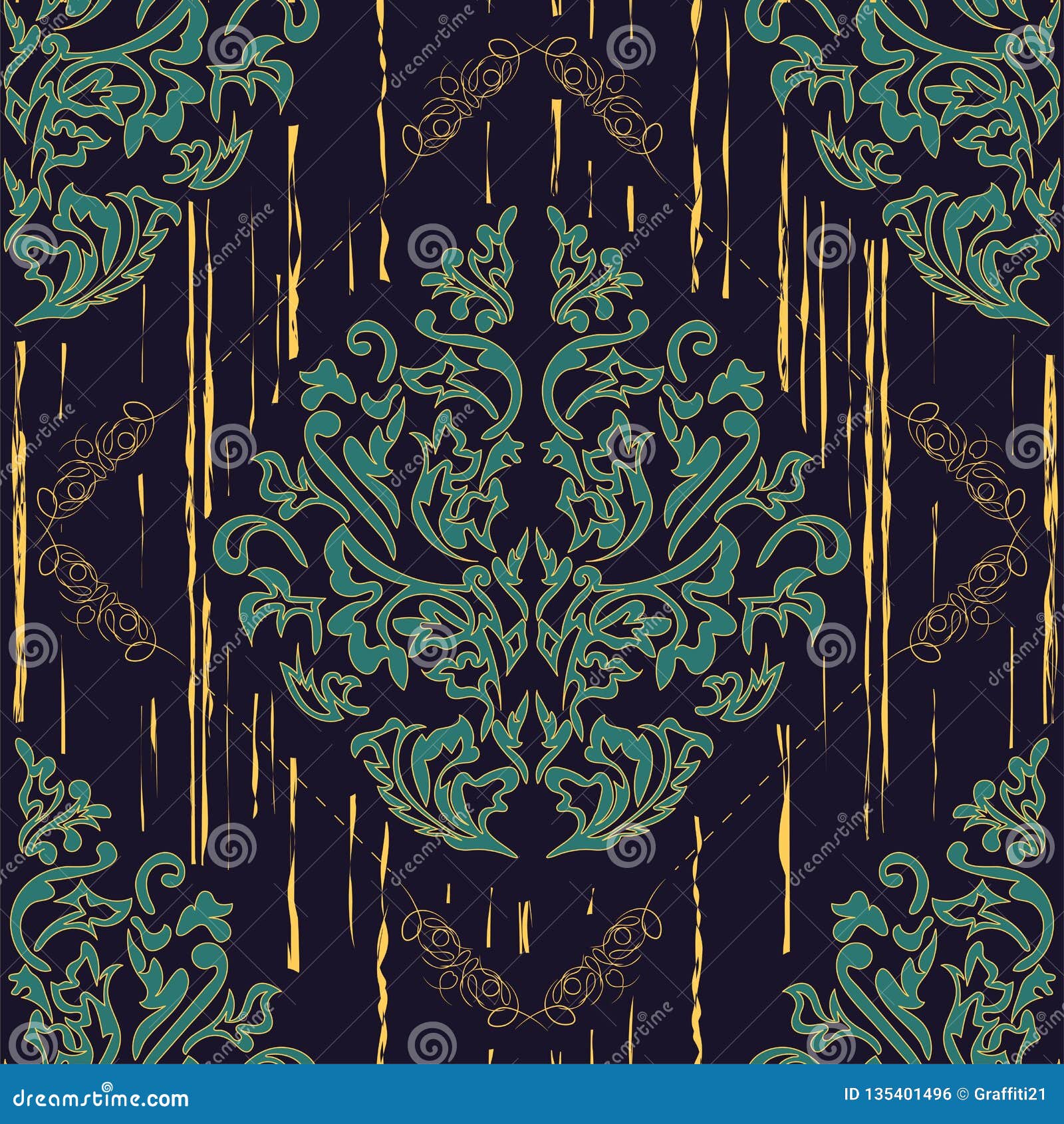 Seamless Damascus Wallpaper Pattern. Vector Illustration Stock Vector ...