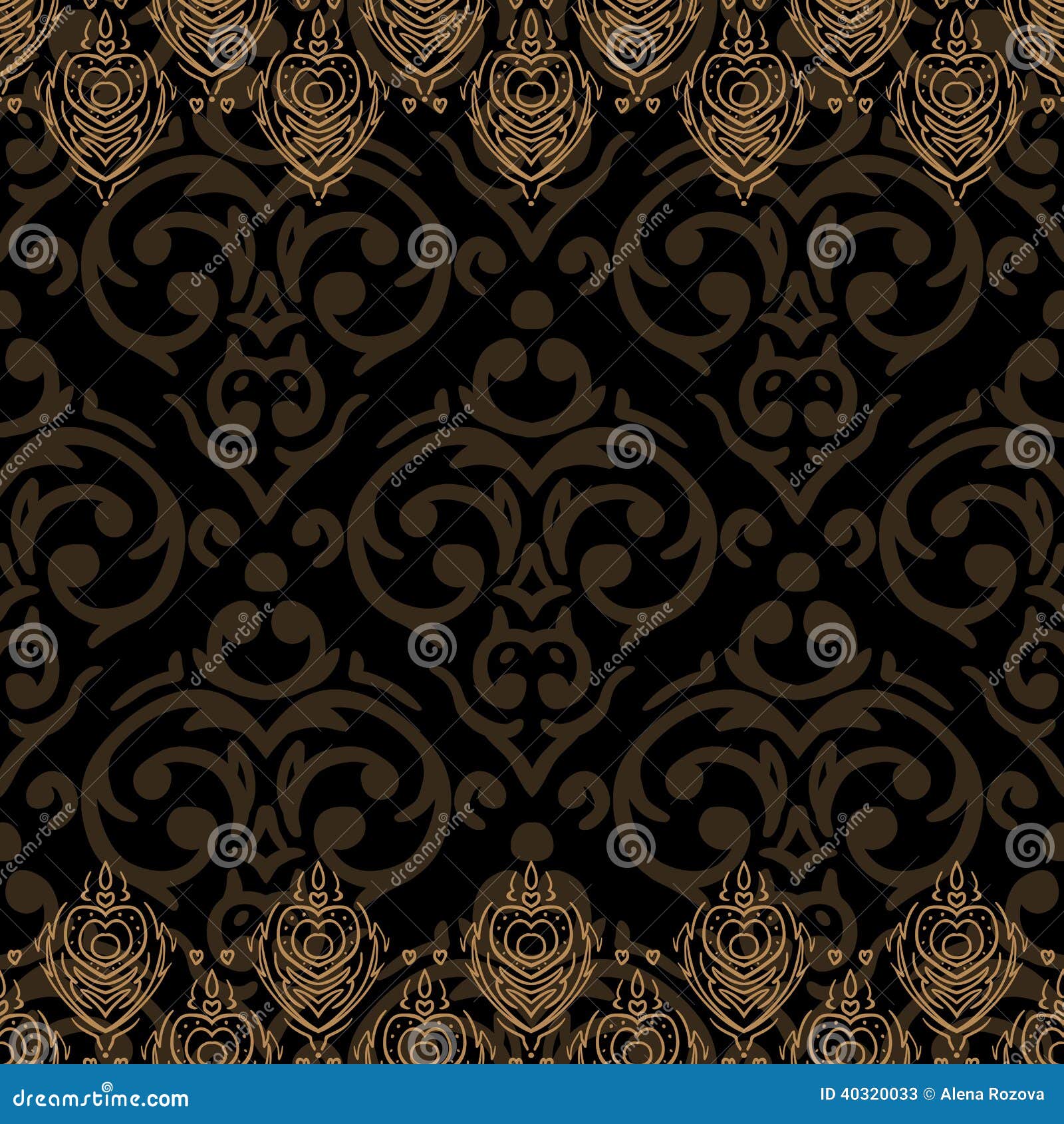 Seamless damask border stock vector. Illustration of repeating - 40320033