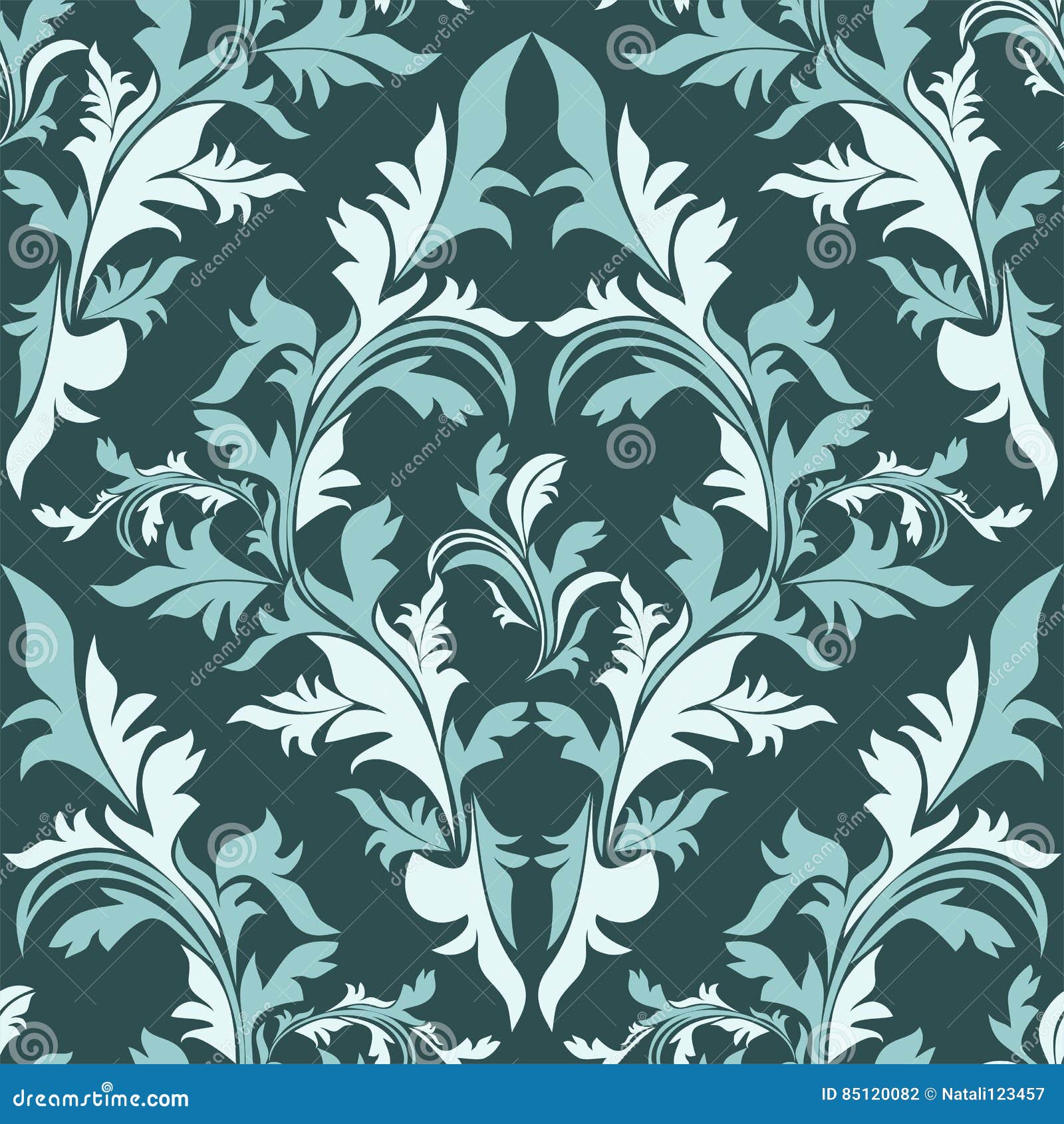 Seamless Damask Floral Ornament - Color Combination. Stock Vector ...