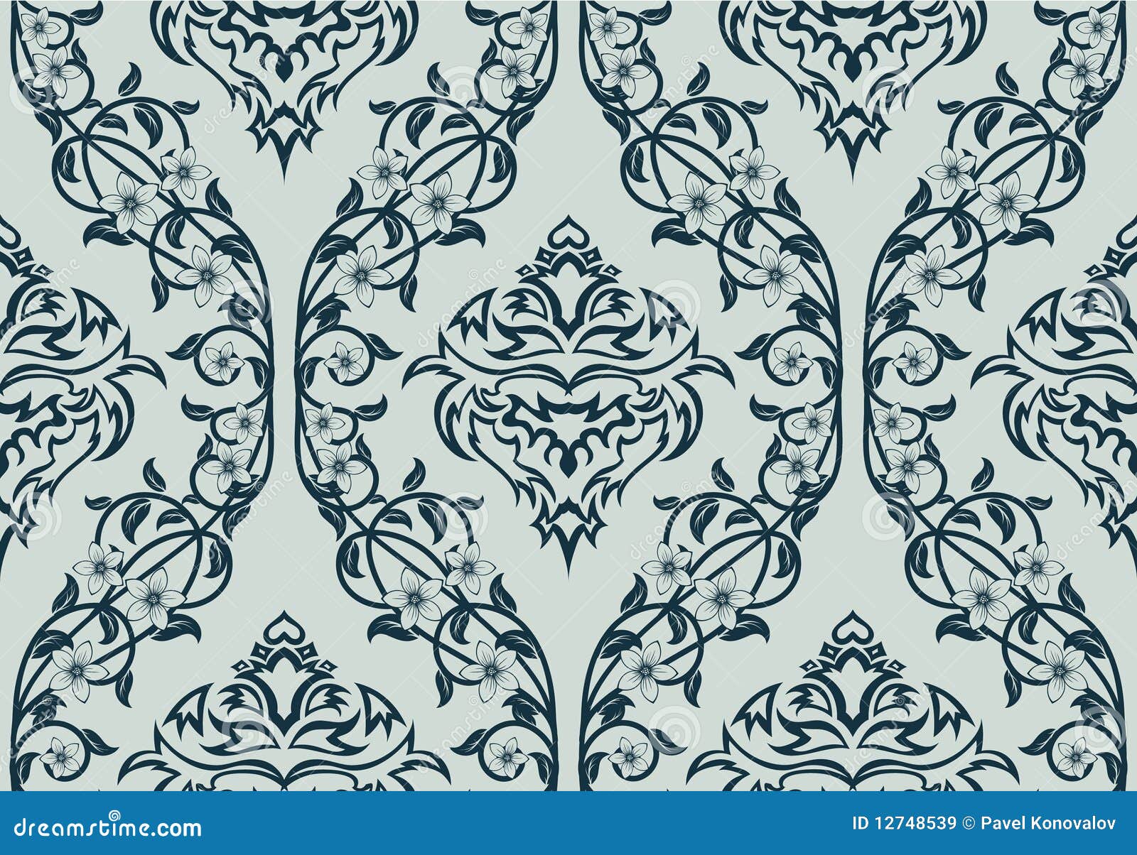 Seamless damask pattern stock vector. Illustration of background - 12748539