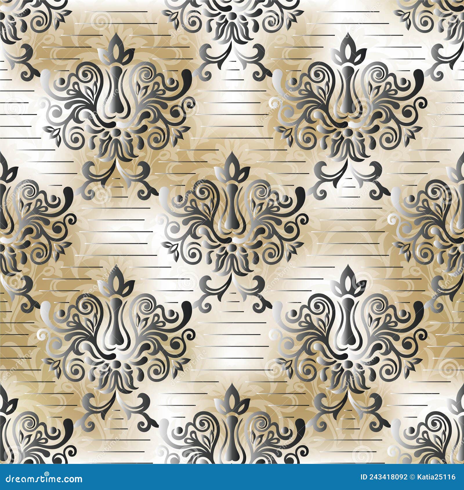 Seamless Damask Pattern for Background or Wallpaper Design. Silver and ...