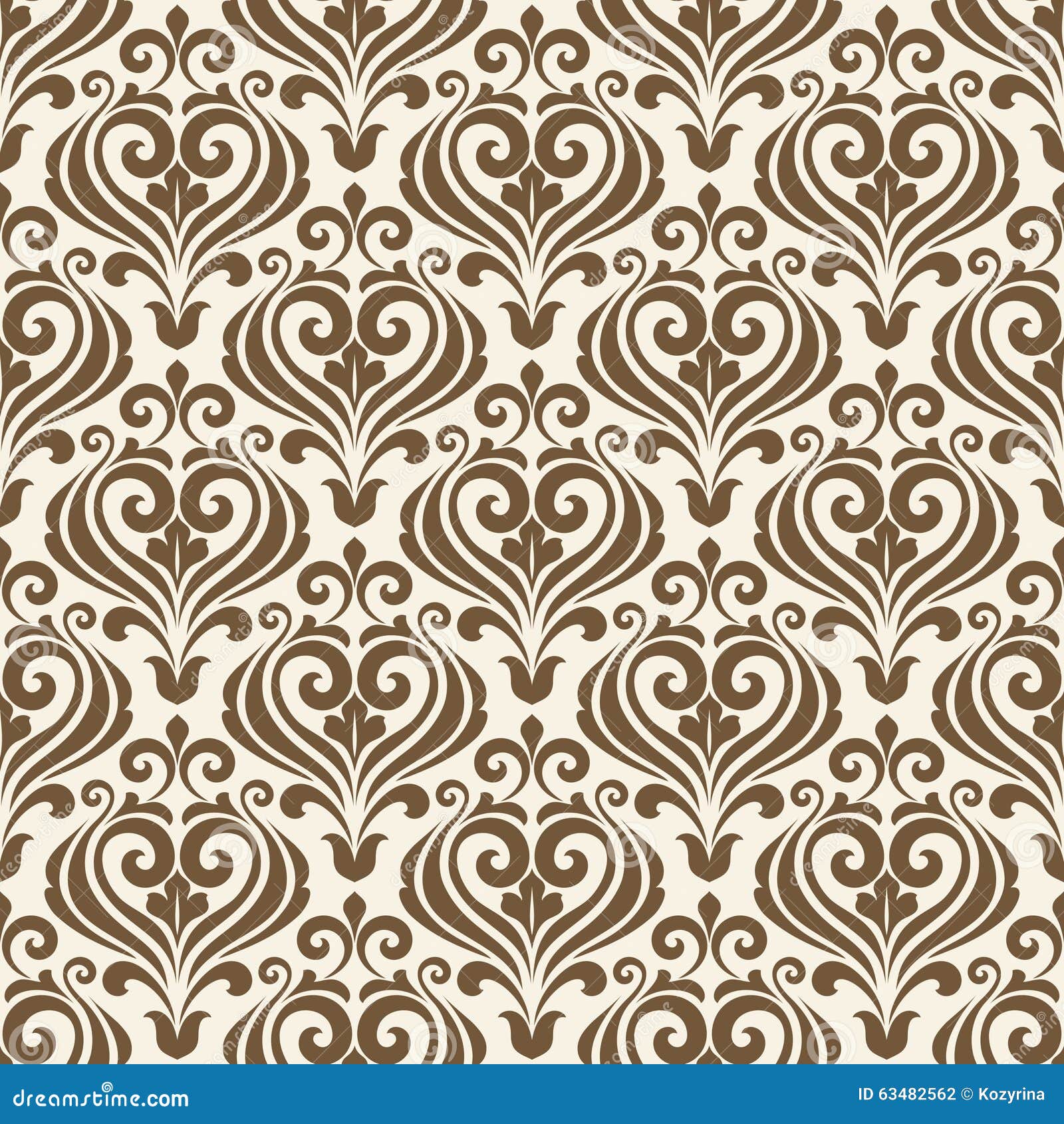 Seamless damask pattern stock vector. Illustration of classic - 63482562