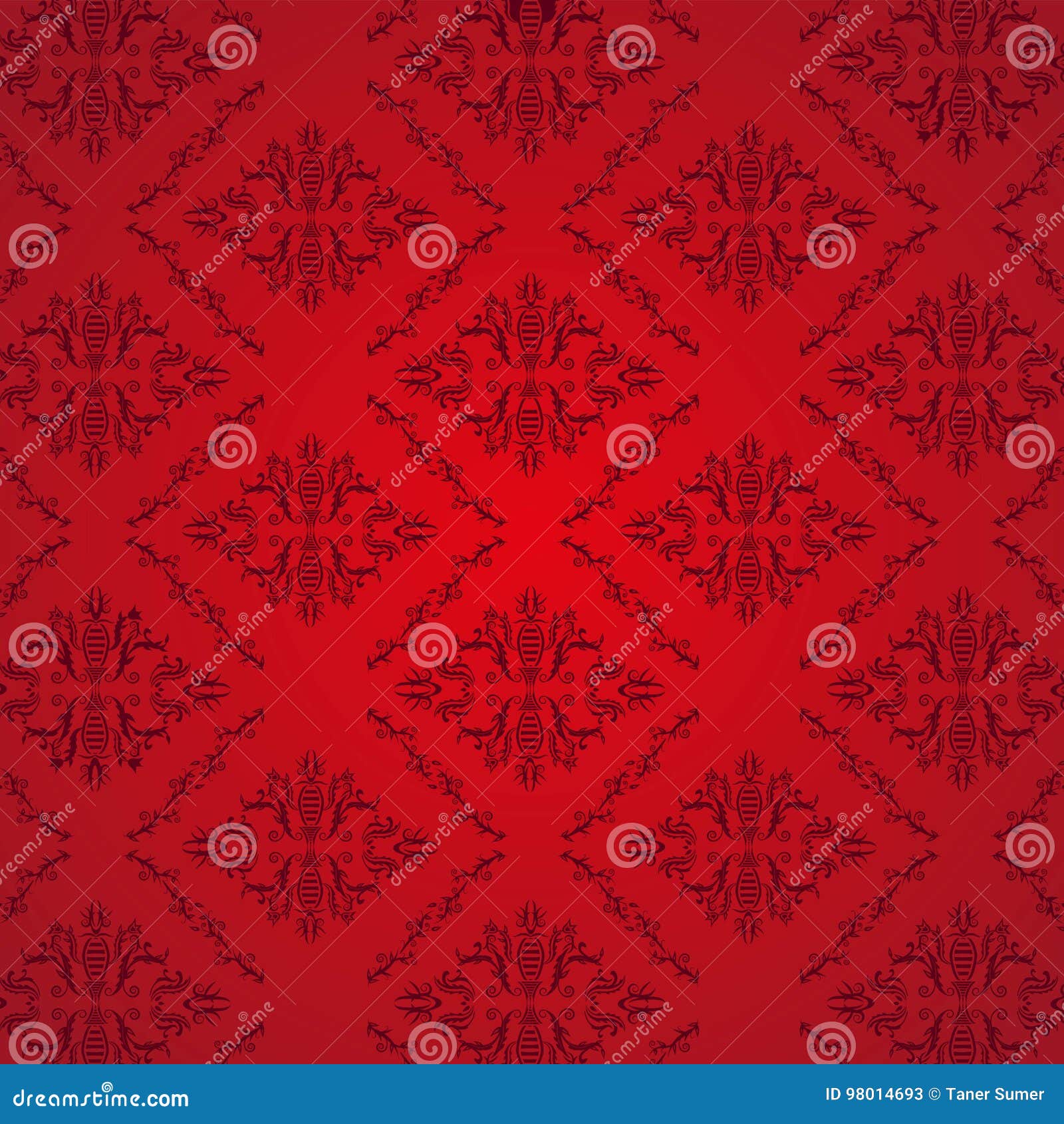 Seamless Damask Pattern Red Background Stock Vector - Illustration of ...