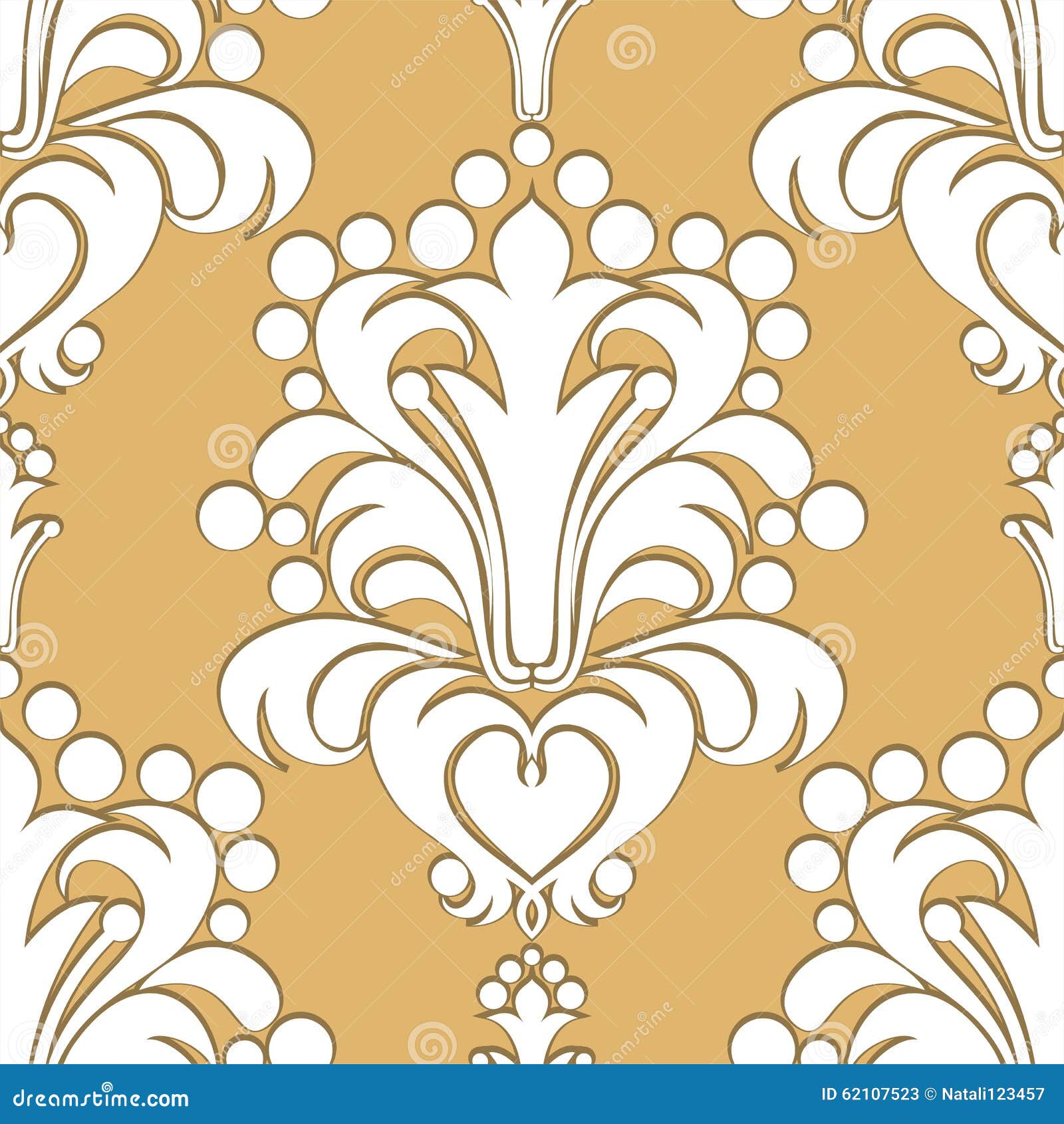 Seamless Damask Pattern with Volumetric Ornament Stock Vector - Illustration of decoration ...