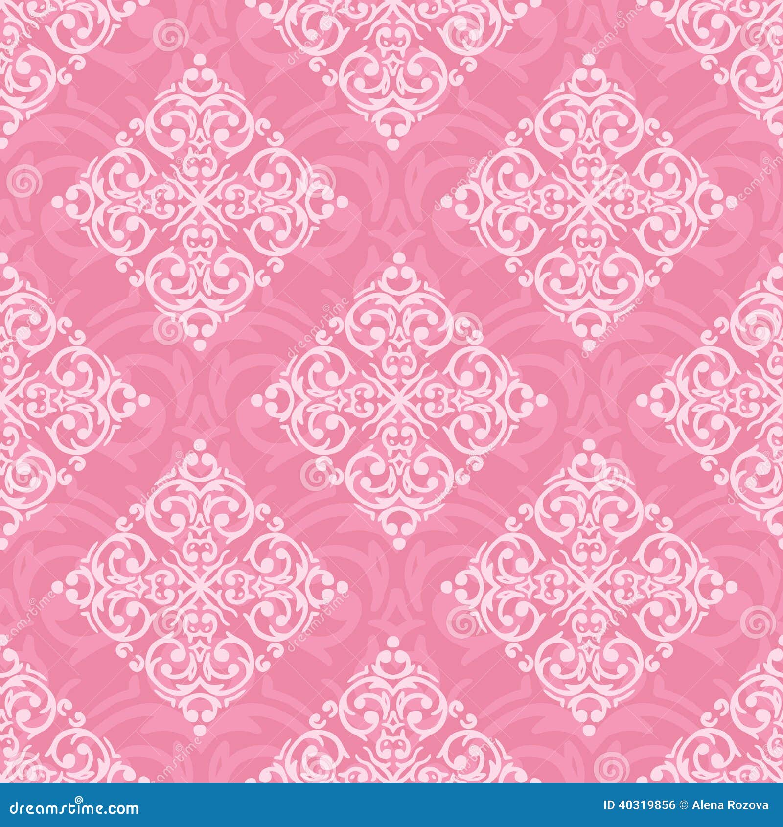 Seamless Damask Pink Pattern Stock Vector - Illustration of decorative ...