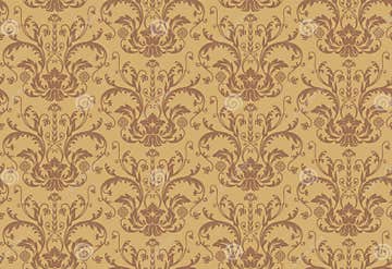 Seamless Brown Damask Wallpaper Pattern Stock Vector - Illustration of ...