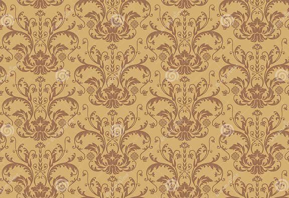 Seamless Brown Damask Wallpaper Pattern Stock Vector - Illustration of ...