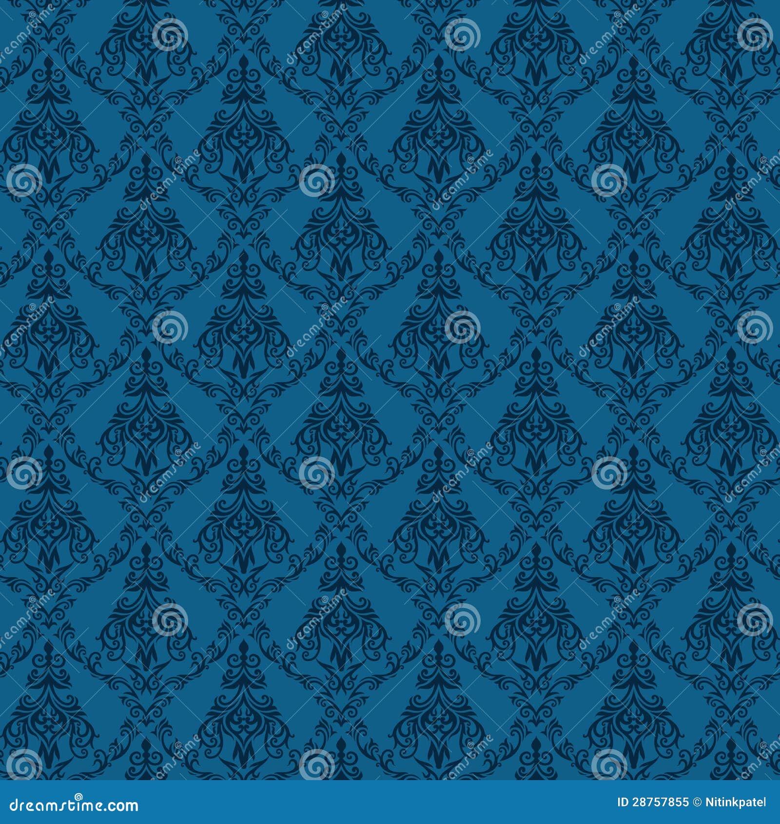 Seamless Damask Wallpaper 4 Blue Color Stock Illustration ...