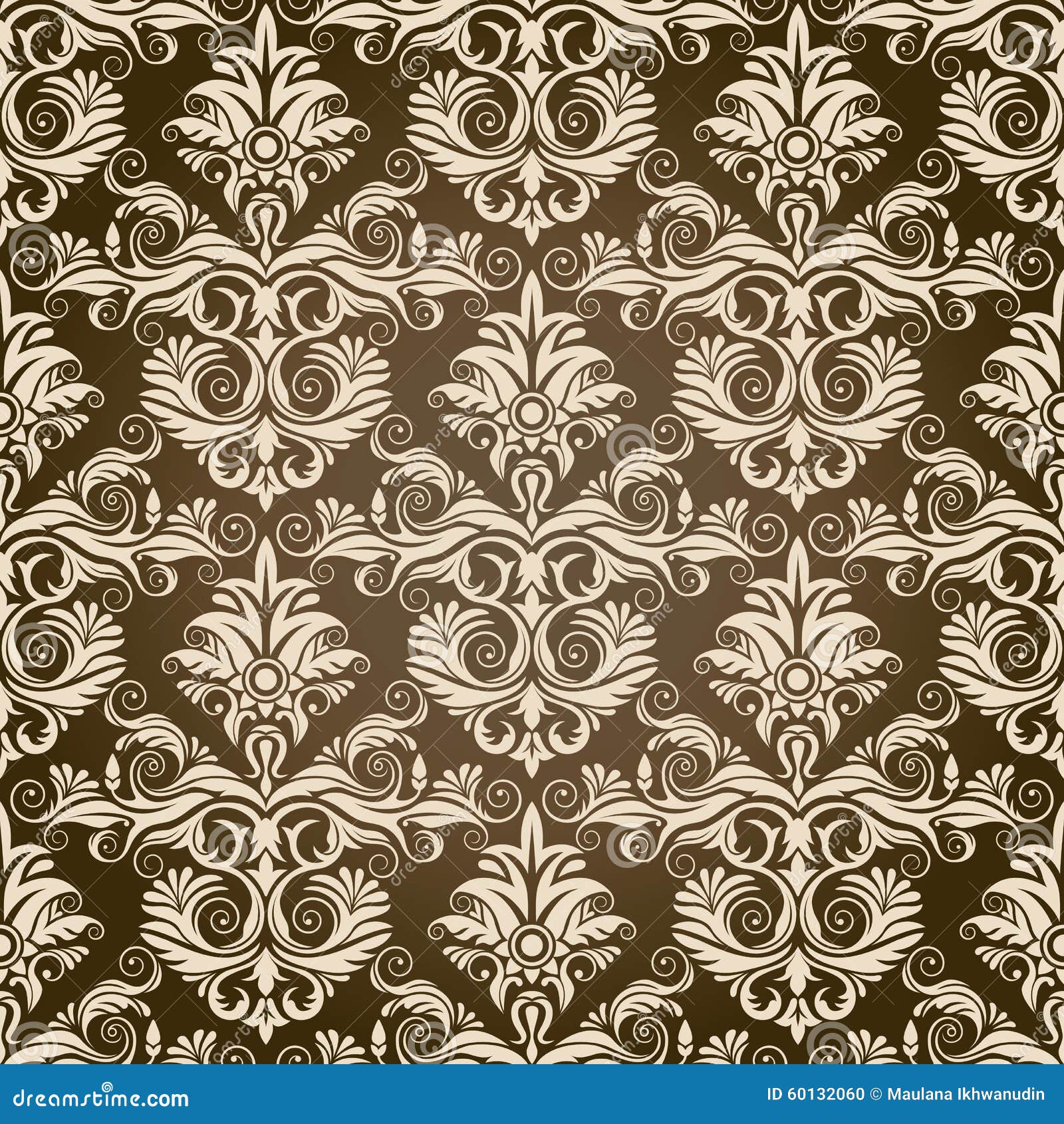 Seamless Damask Wallpaper stock vector. Illustration of organic - 60132060