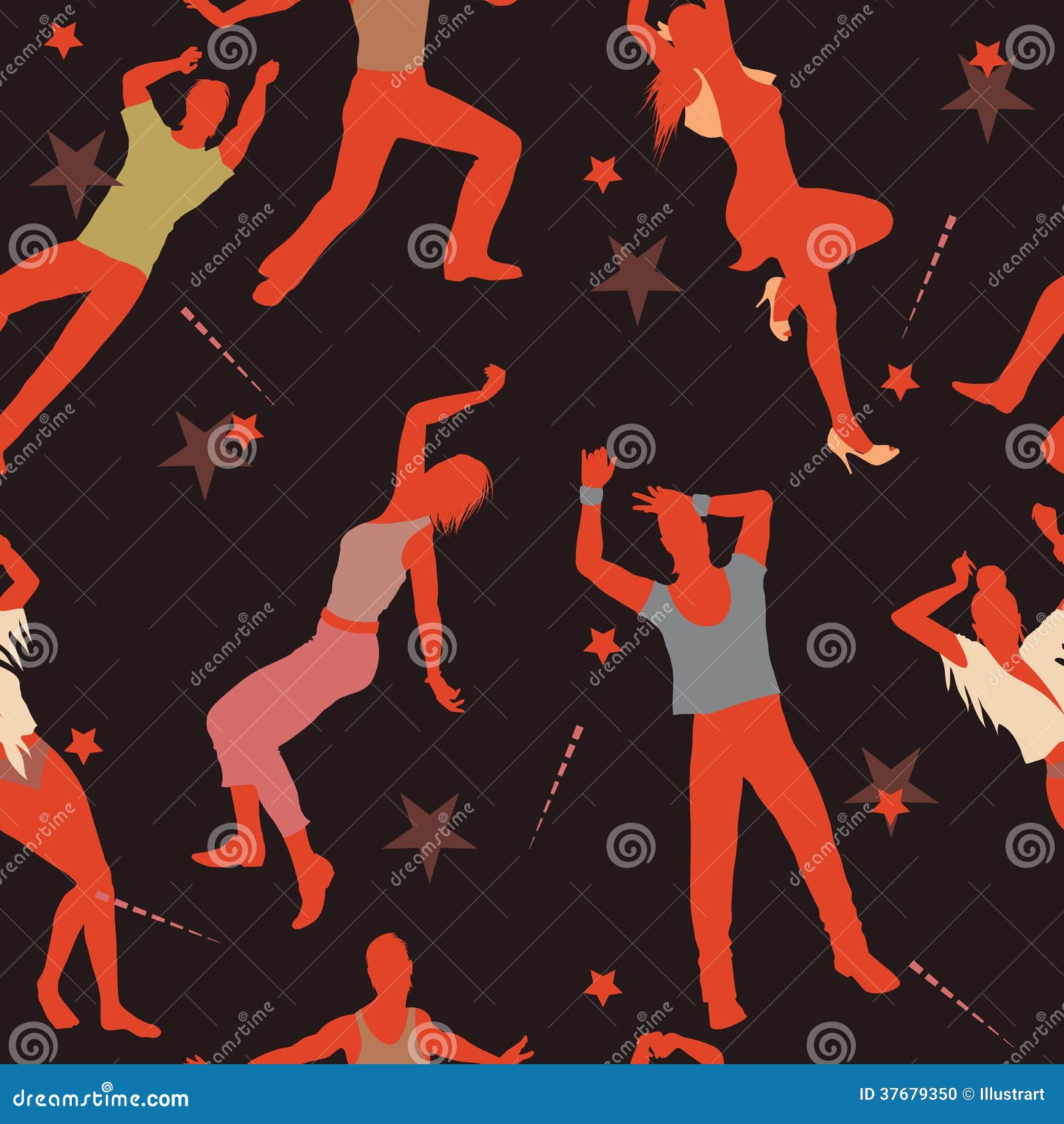 Seamless Dancing People Pattern Stock Vector - Illustration of ...