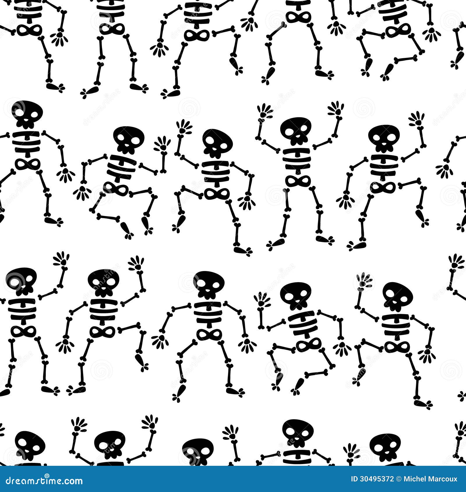 Seamless Dancing Skeleton Pattern Stock Vector - Illustration of vector ...