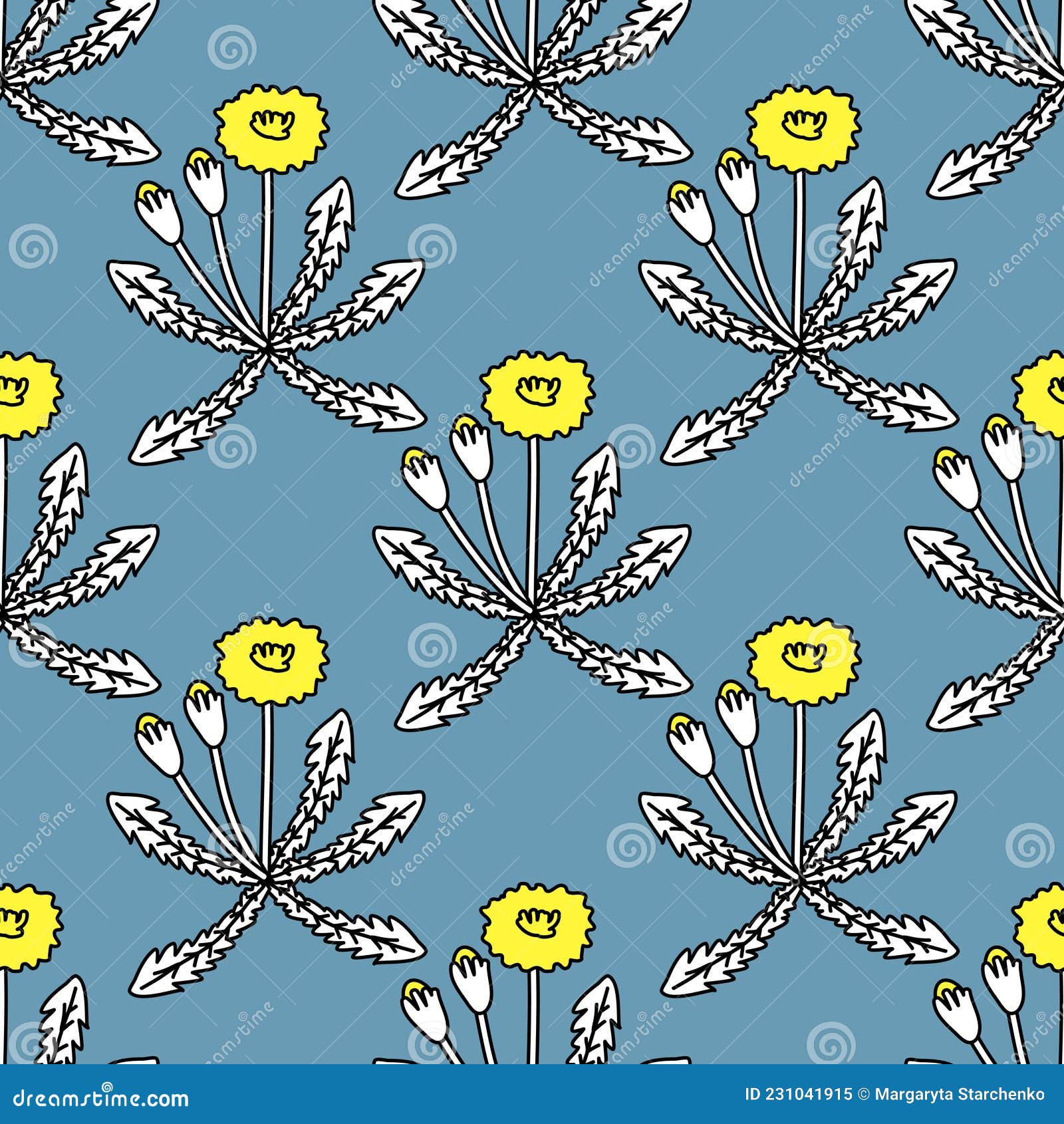 Seamless dandelion pattern stock vector. Illustration of fashionable ...