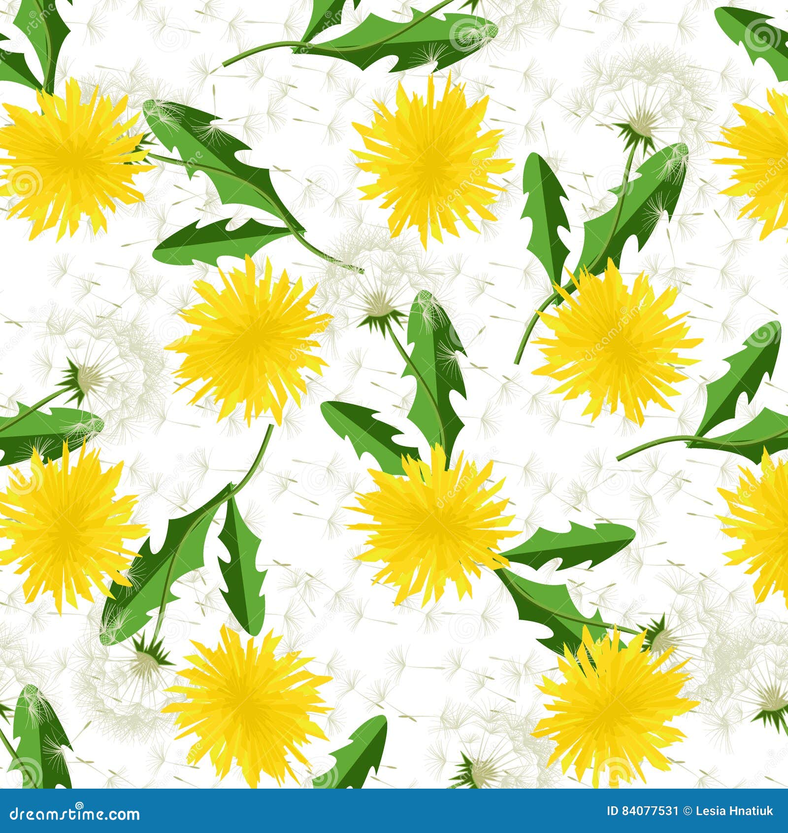 Seamless Dandelion Pattern Vector. Stock Vector - Illustration of ...