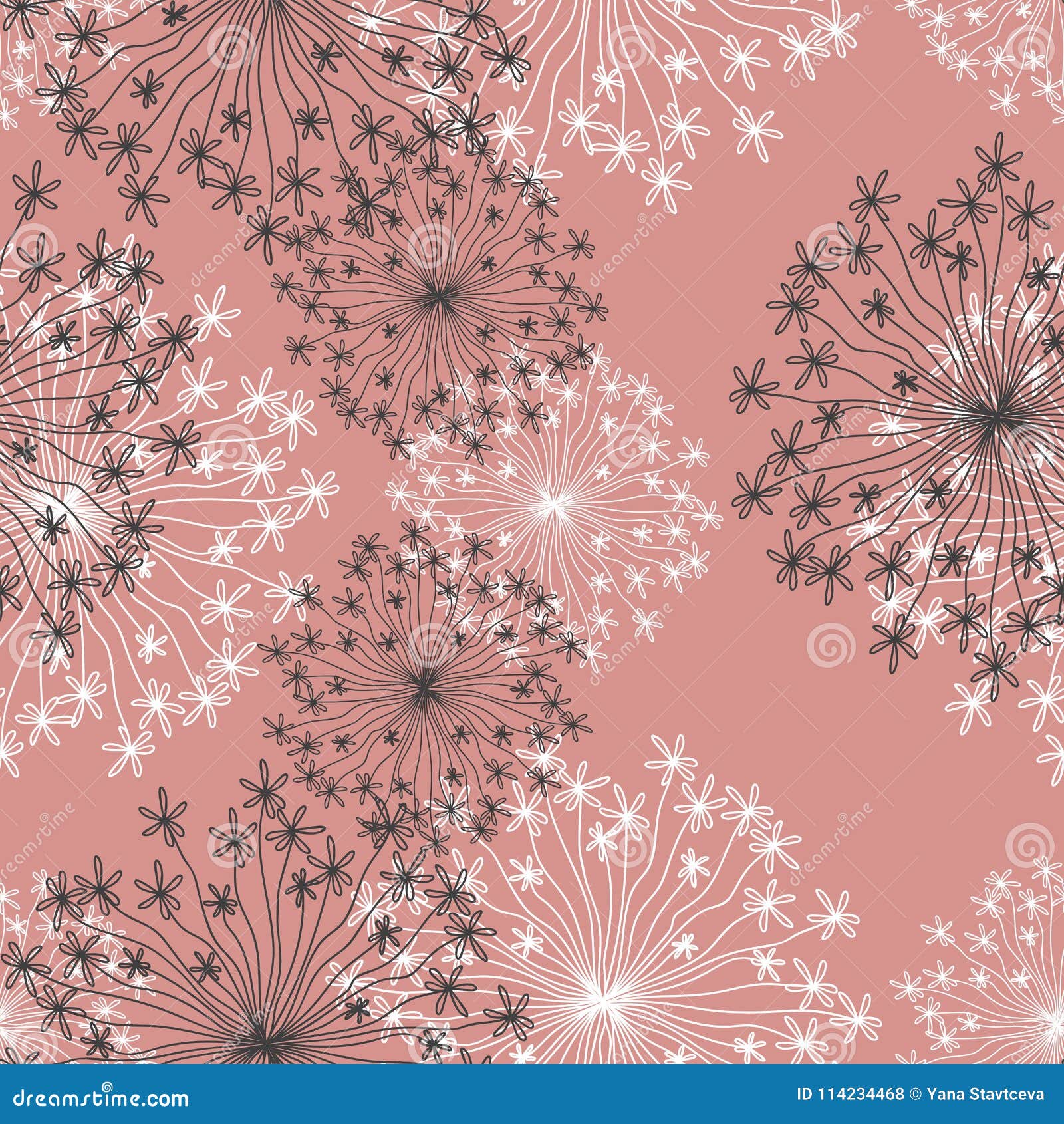 Beautiful Floral Pattern with Dandelions. Stock Vector - Illustration ...