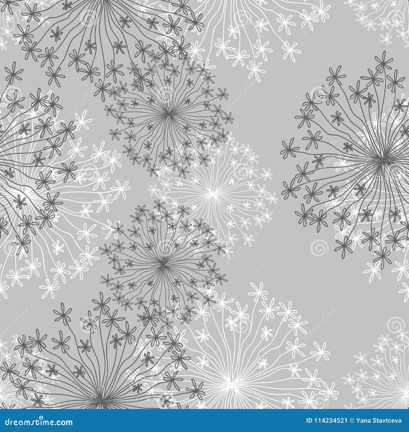 Beautiful Floral Pattern with Dandelions. Stock Vector - Illustration ...