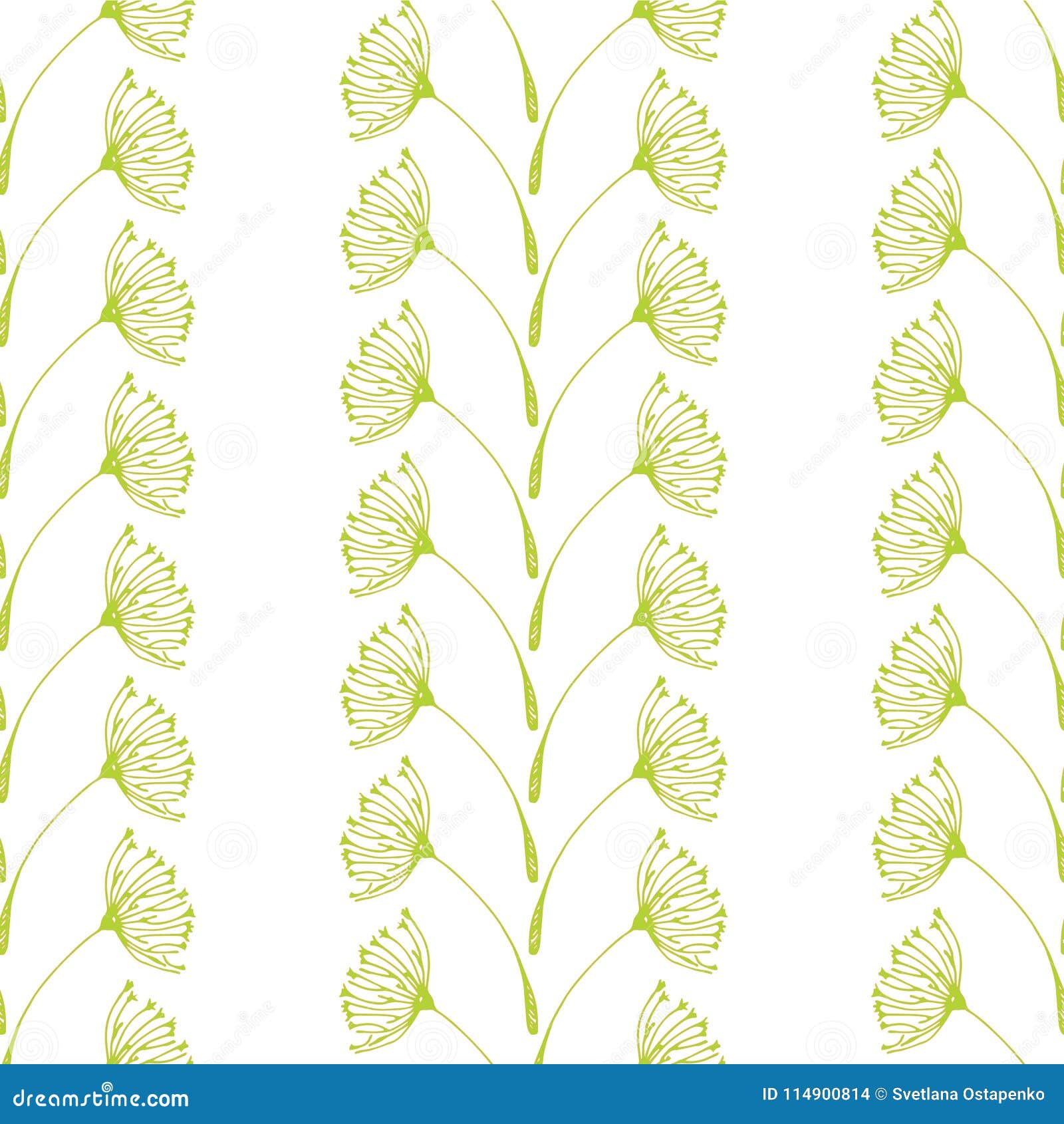 Seamless Dandelions Pattern on the Green Background. Stock Illustration ...