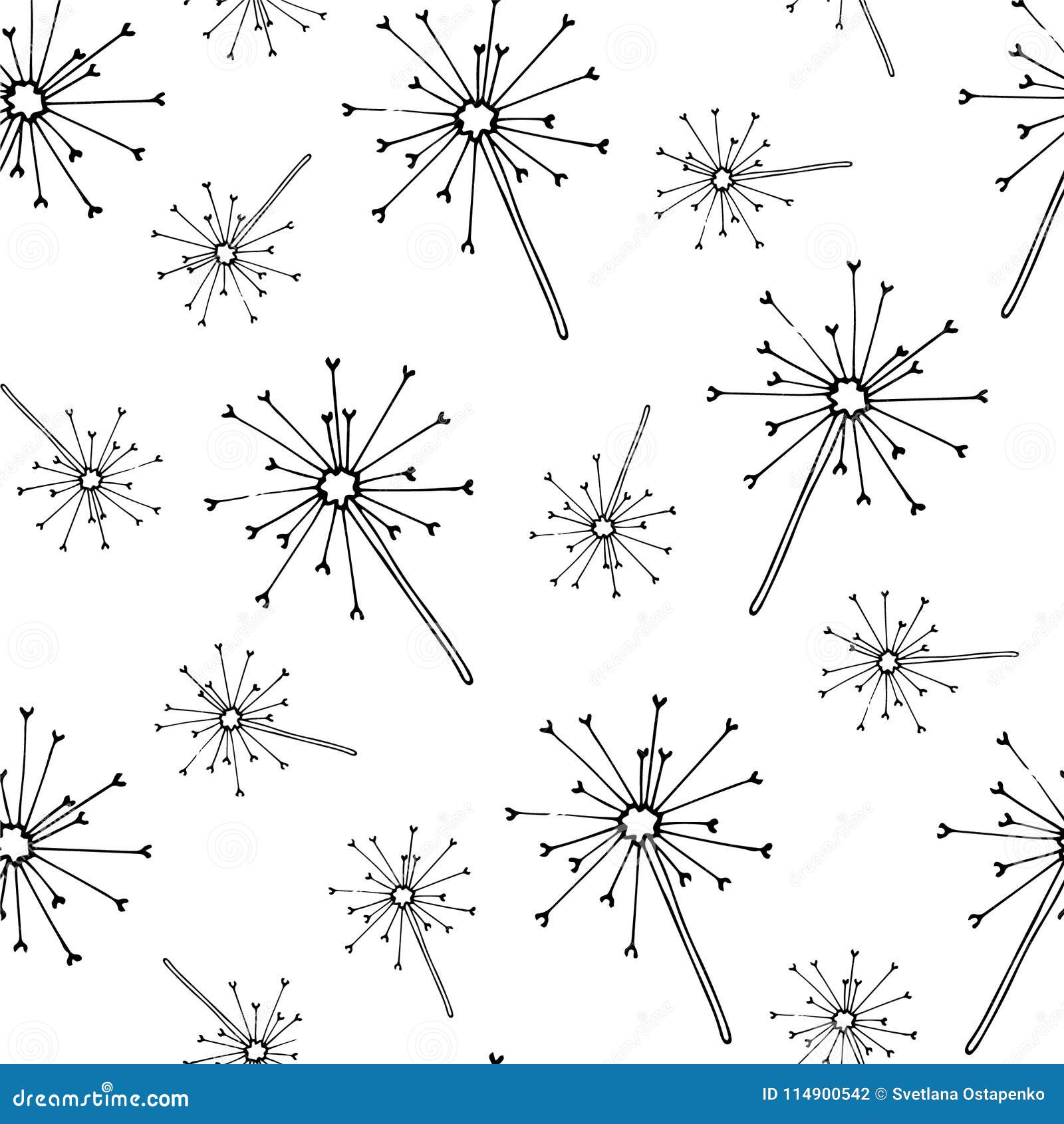 Seamless Dandelions Pattern Stock Illustration - Illustration of blue ...