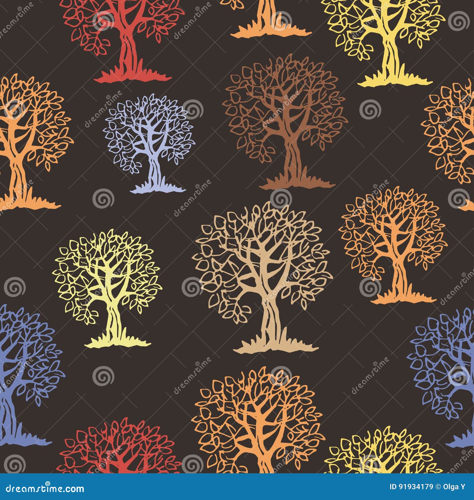 Seamless Dark Background with Trees Stock Vector - Illustration of ...