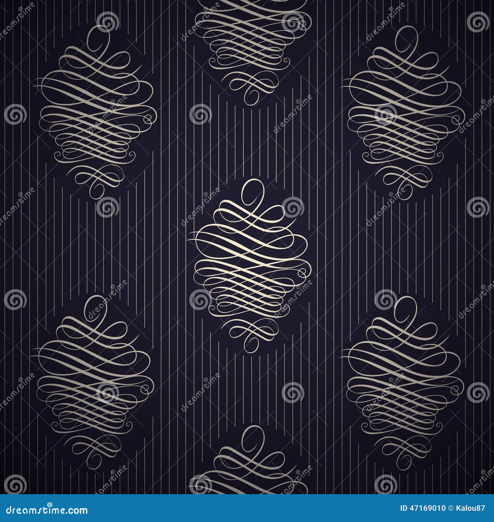 Seamless Dark Blue Wallpaper in Style Retro. Stock Vector ...