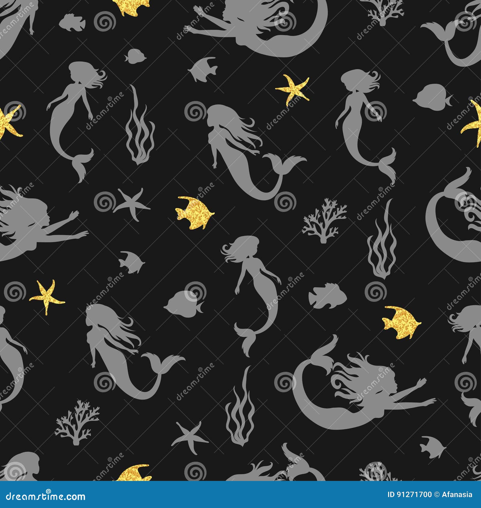 Mermaid Pattern. Printable Underwater Mermaids Background. Cute Nursery ...