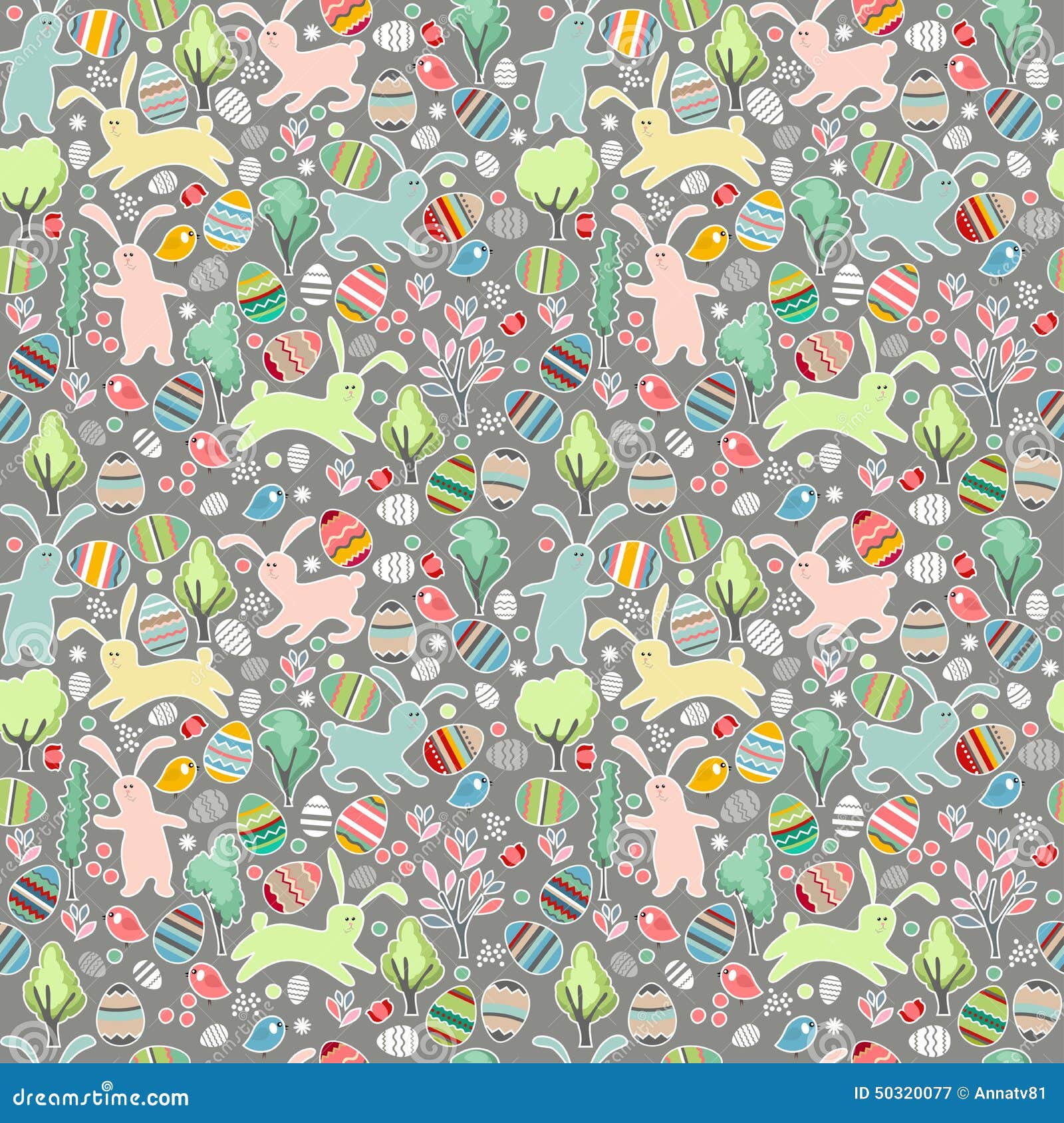Seamless Dark Pattern with Easter Rabbits Stock Vector - Illustration ...