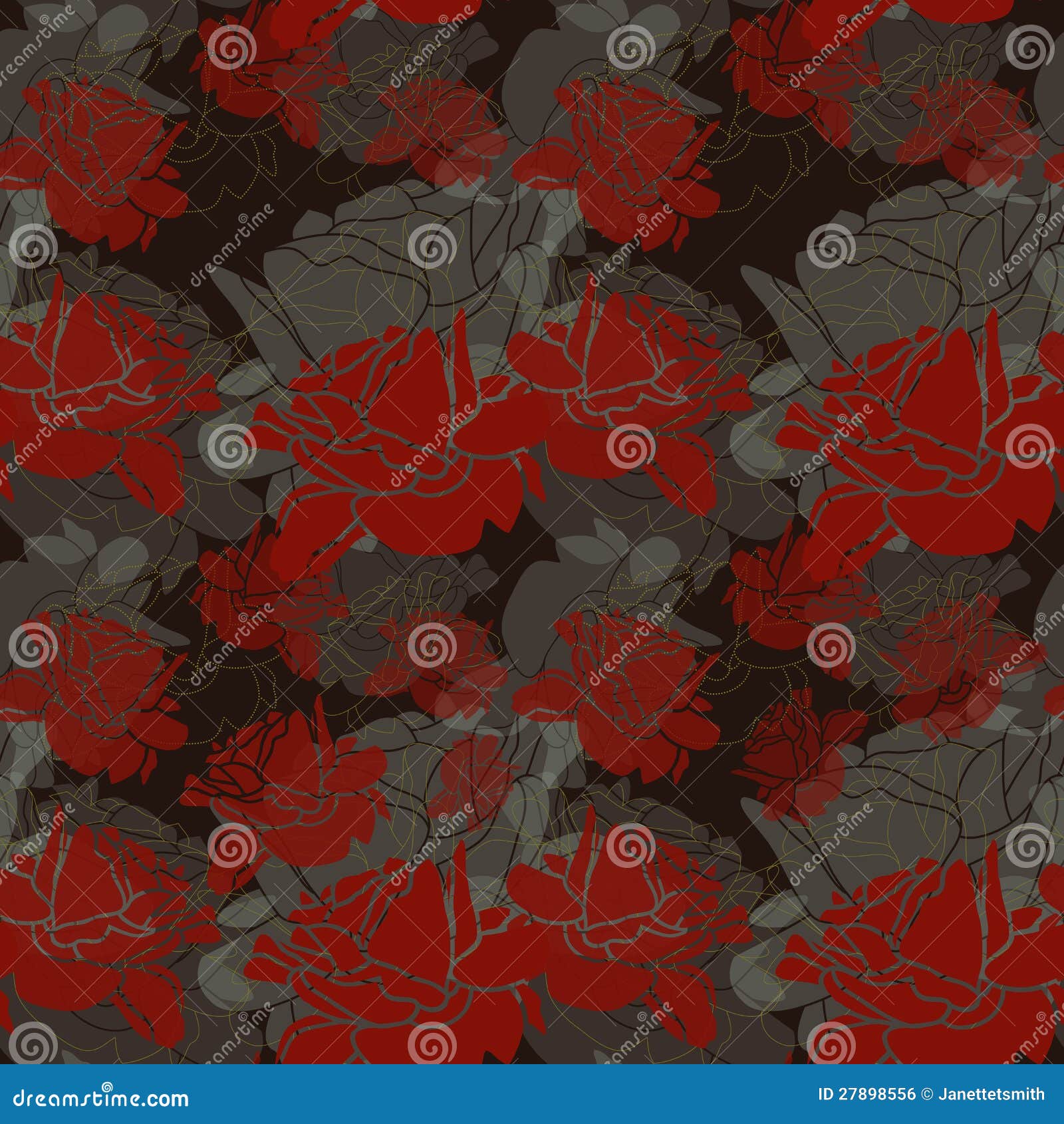 Seamless Dark Red Roses Pattern Royalty Free Stock Image - Image: 27898556