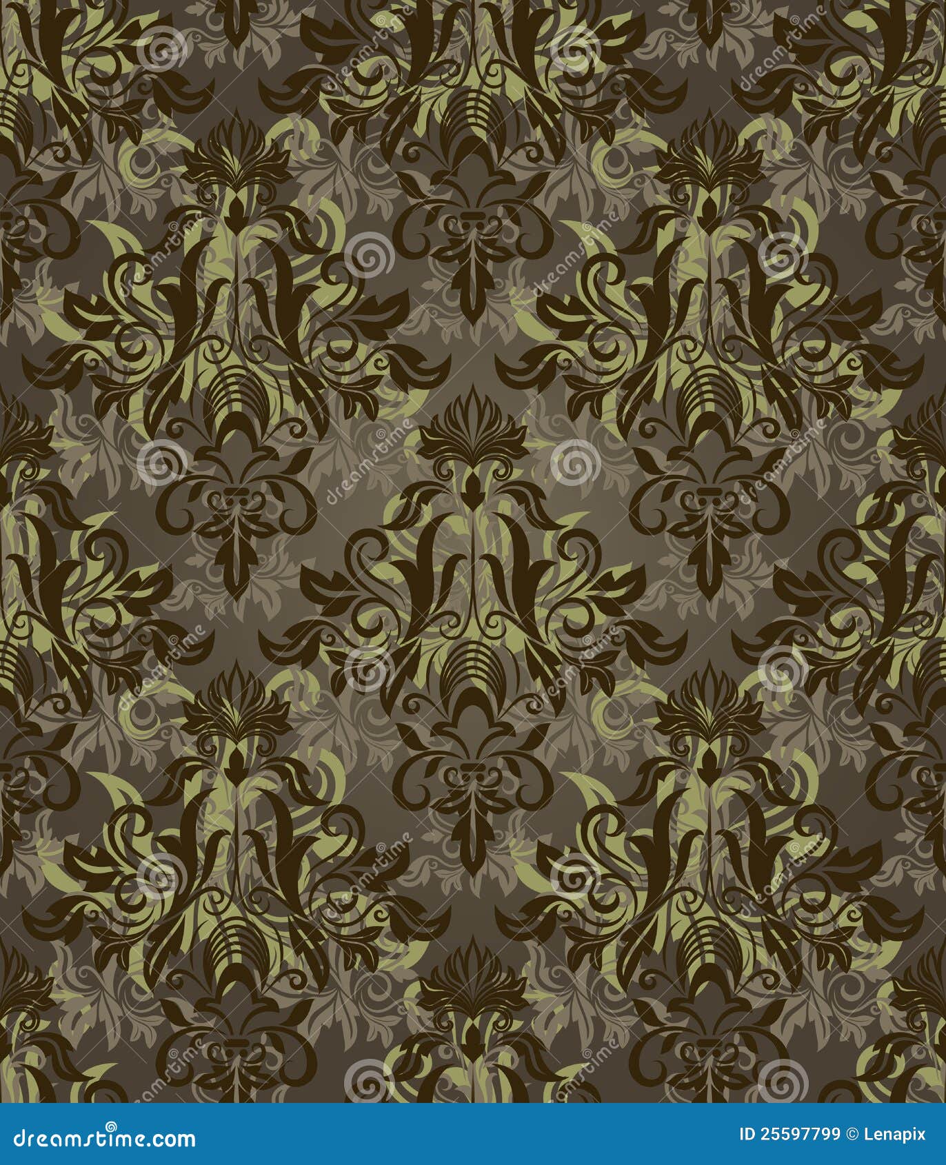 Seamless Dark Retro Pattern. Stock Vector - Illustration of ornamental ...