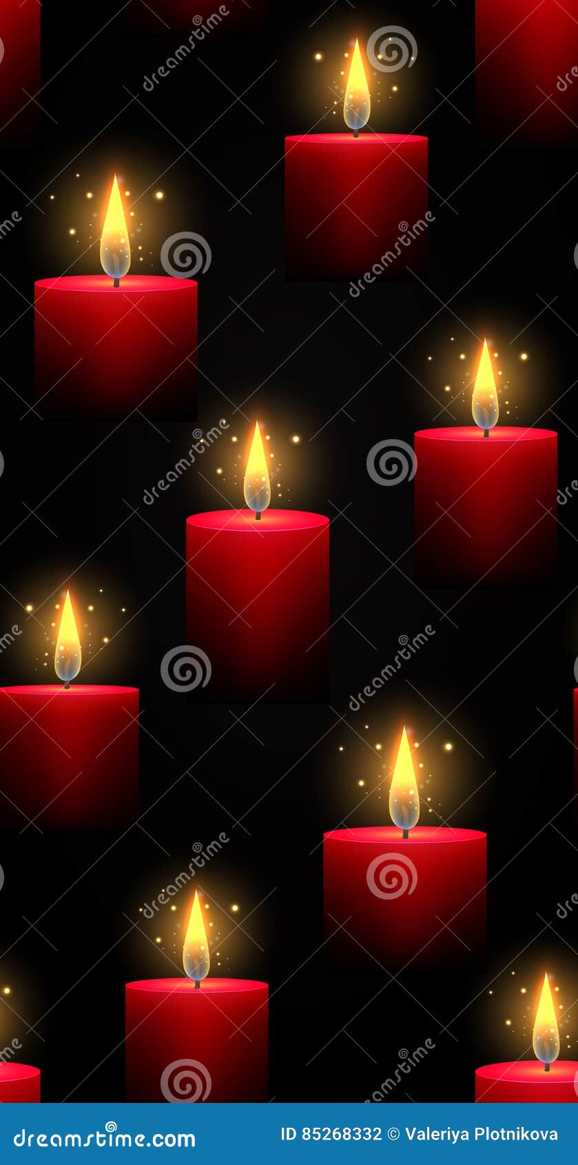 Seamless Dark Texture with Burning Red Candles Stock Vector ...