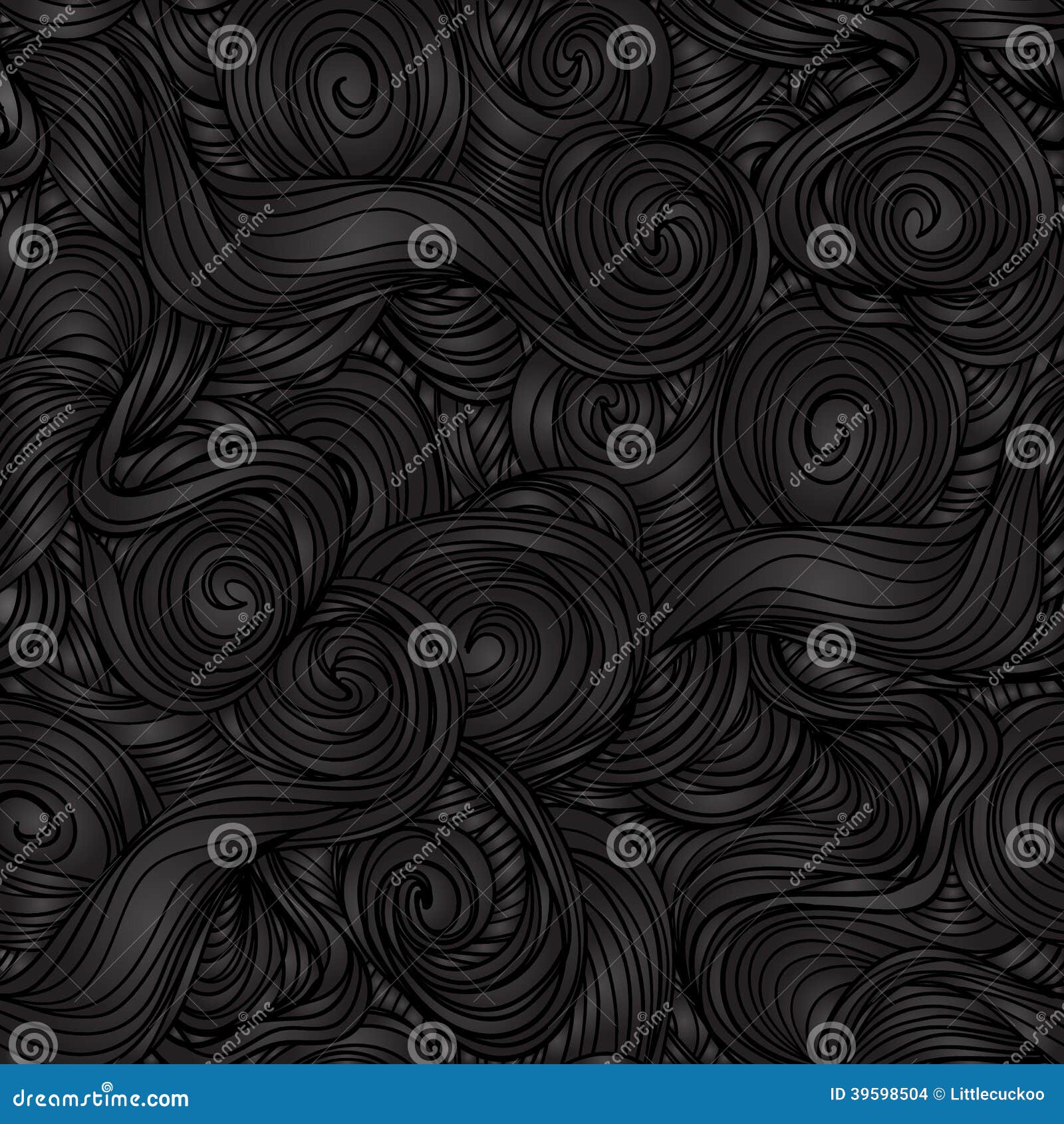 Seamless Dark Wave Hand-drawn Pattern Stock Vector - Illustration of ...