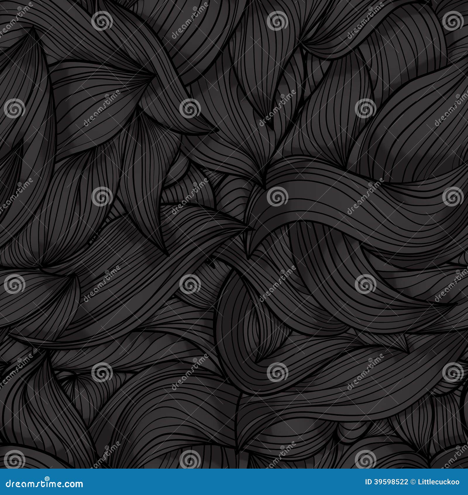 Seamless Dark Wave Hand-drawn Pattern Stock Vector - Illustration of ...