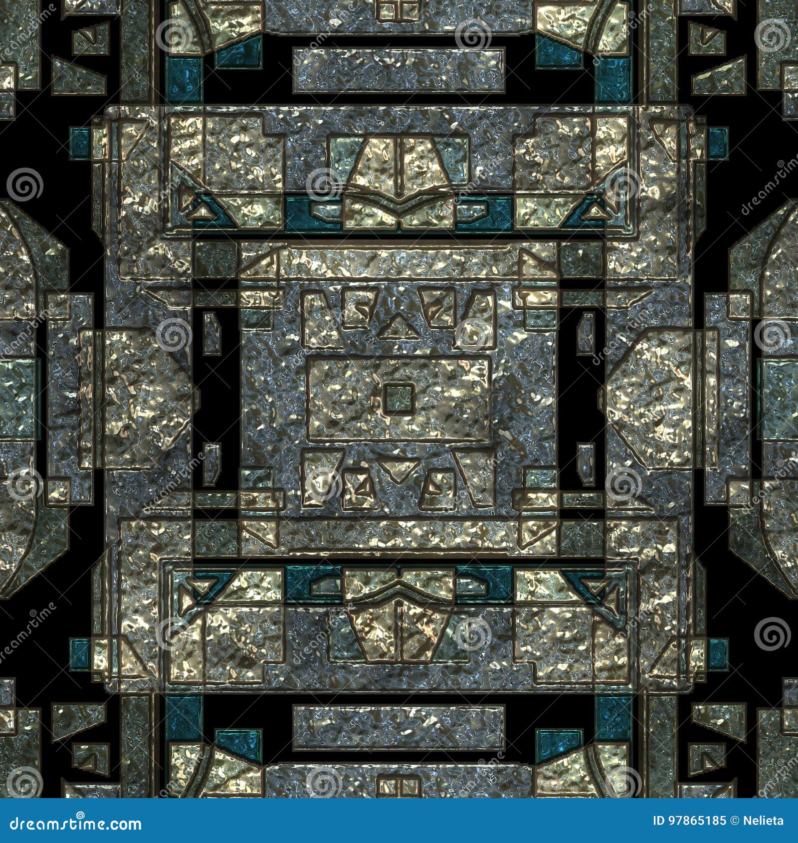 Seamless Decorated SciFi Metal Texture Stock Illustration ...