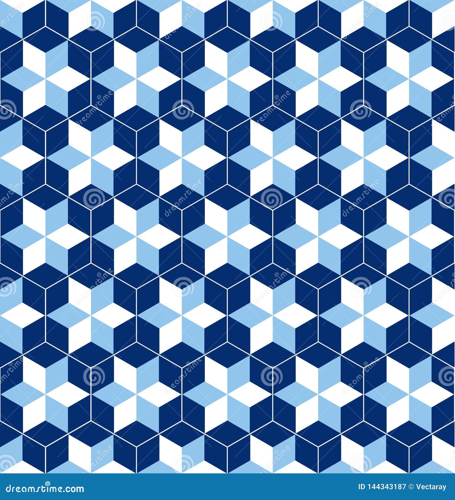 Seamless Decorative Art Deco Cube Pattern Background Stock Illustration ...