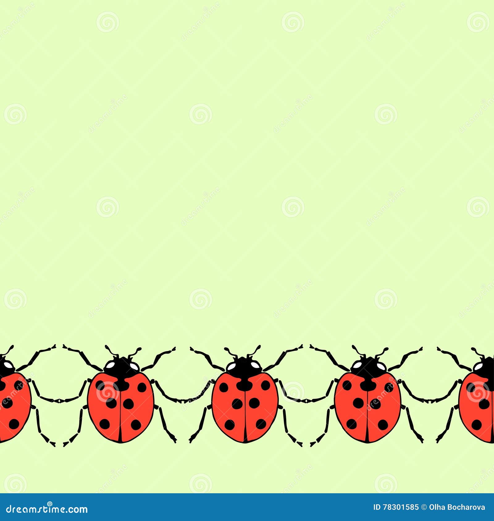 Seamless Decorative Border from Flat Ladybugs Stock Vector ...