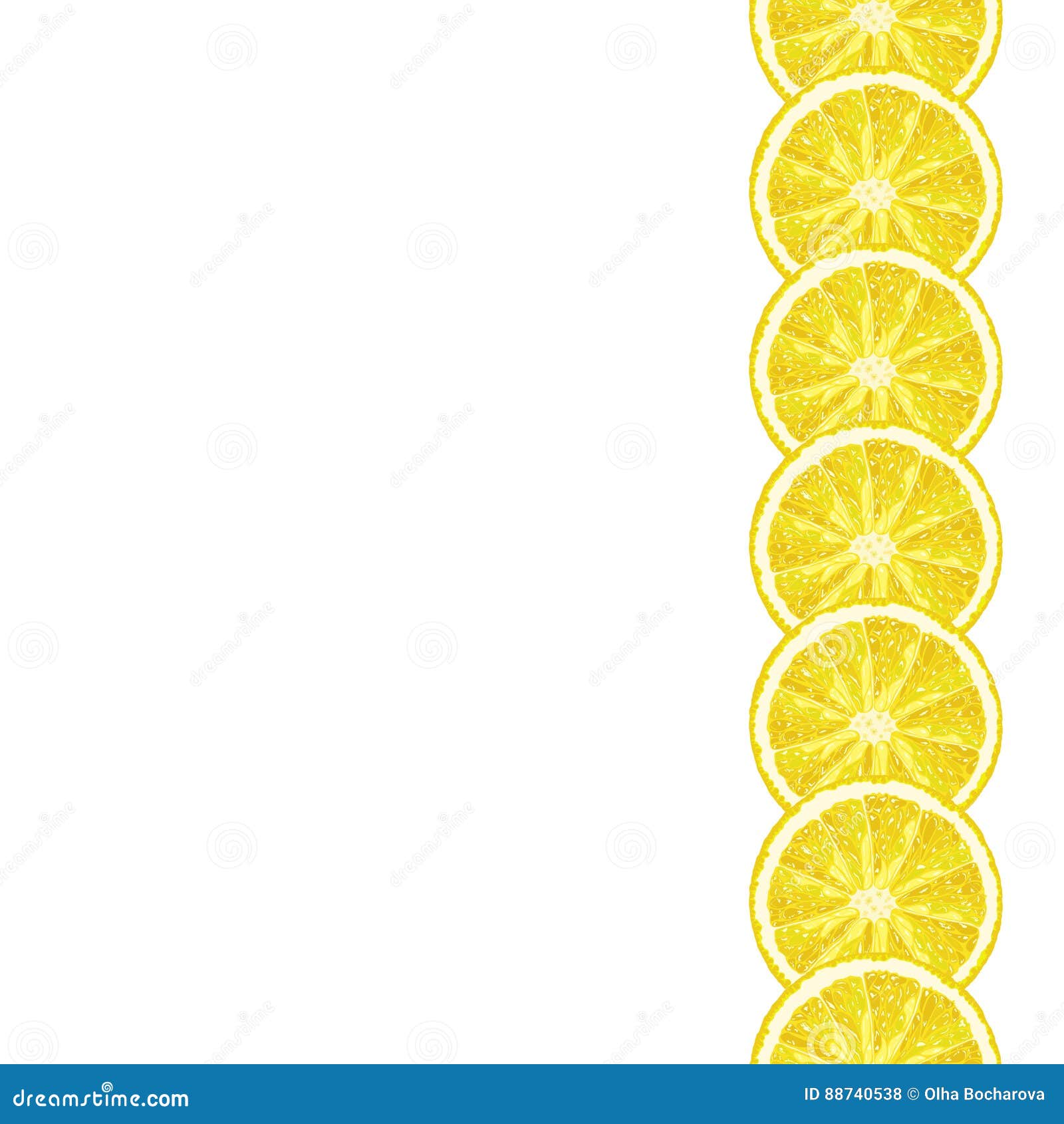 Seamless Decorative Border of Lemon Slice. Vector Citrus Stock Vector ...