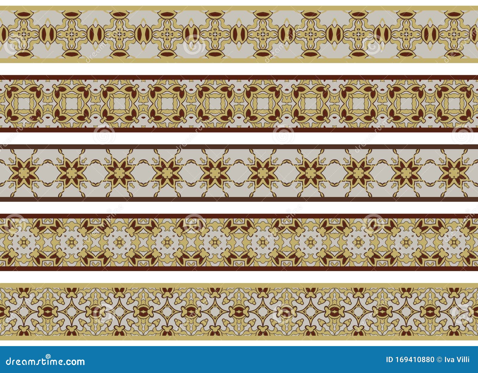 Seamless Decorative Borders Stock Vector - Illustration of beige, five ...