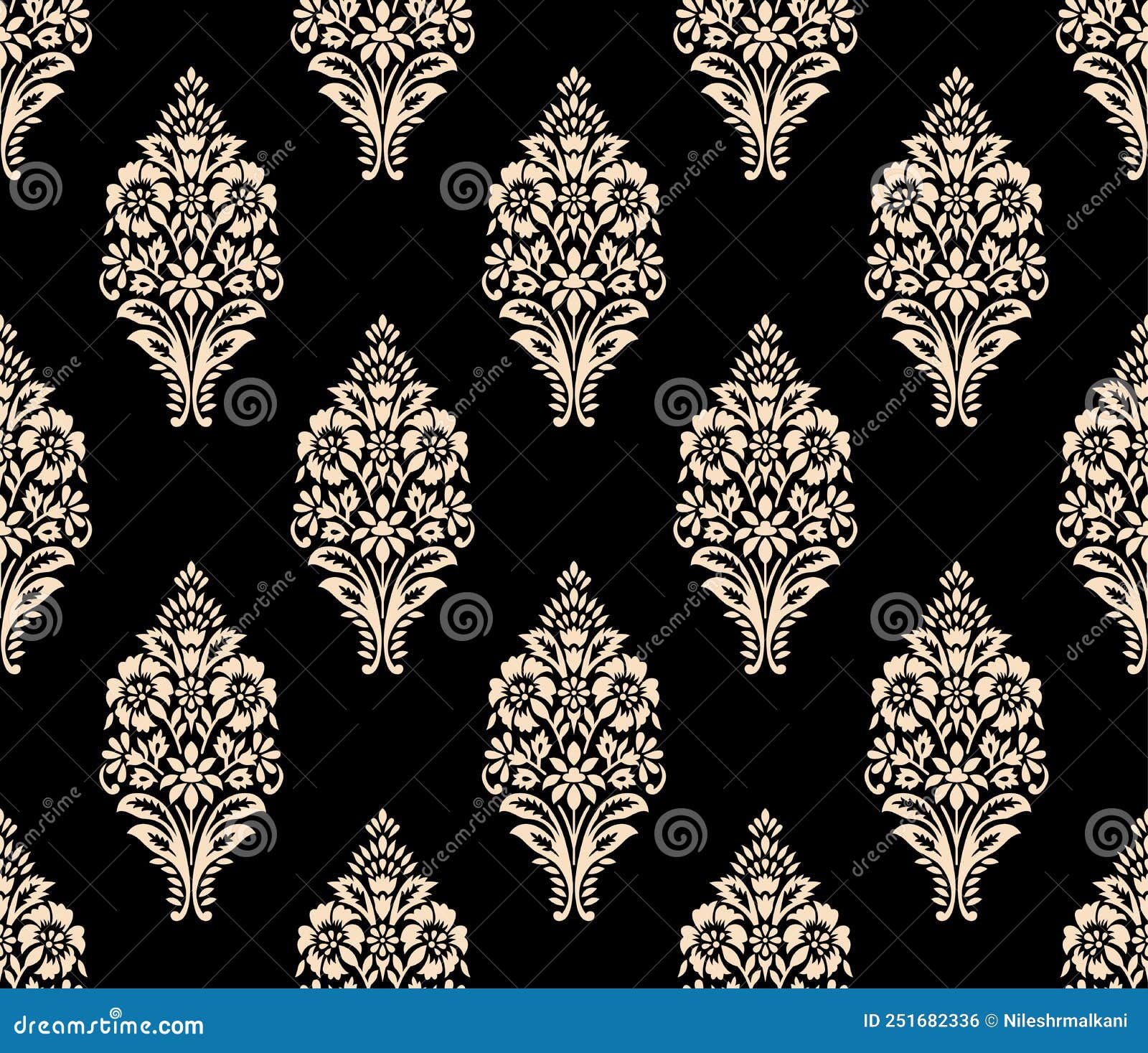 Seamless Decorative Floral Damask Wallpaper Pattern Stock Vector ...