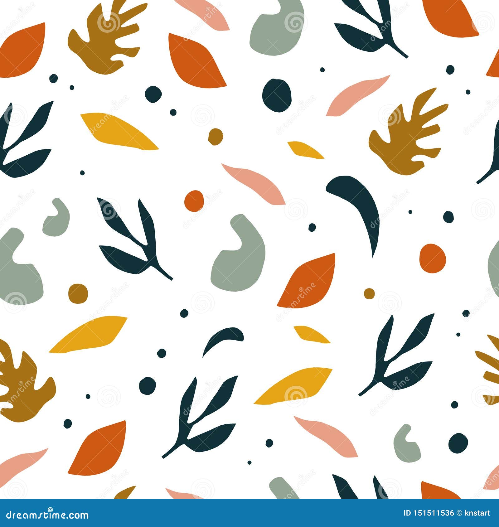 Seamless Decorative Floral Texture with Leaves Shapes. Modern Stylized ...