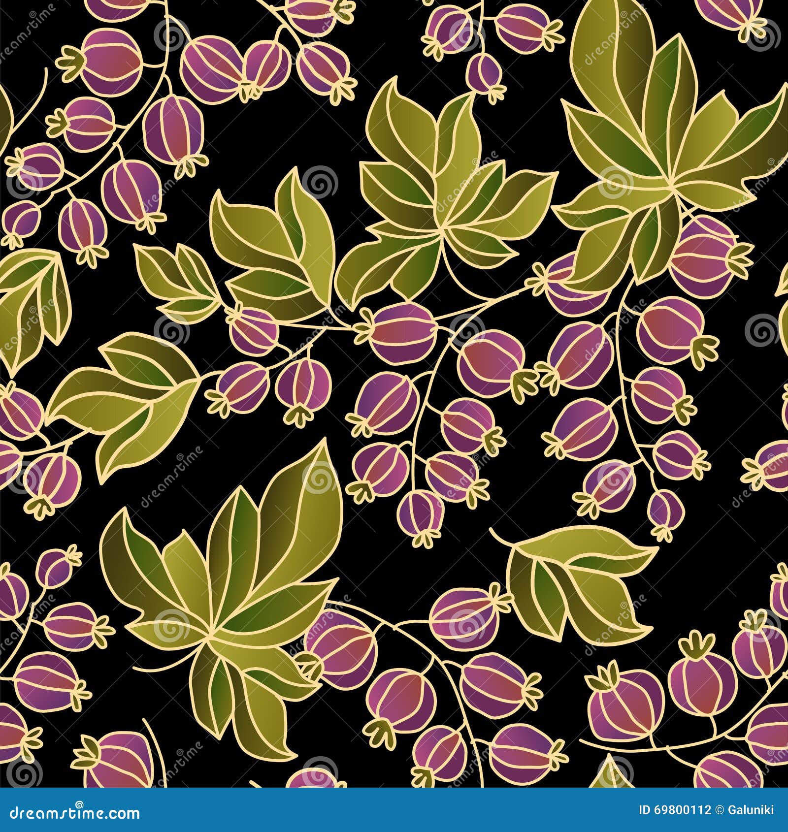 Seamless Decorative Pattern of Berries Stock Vector - Illustration of ...