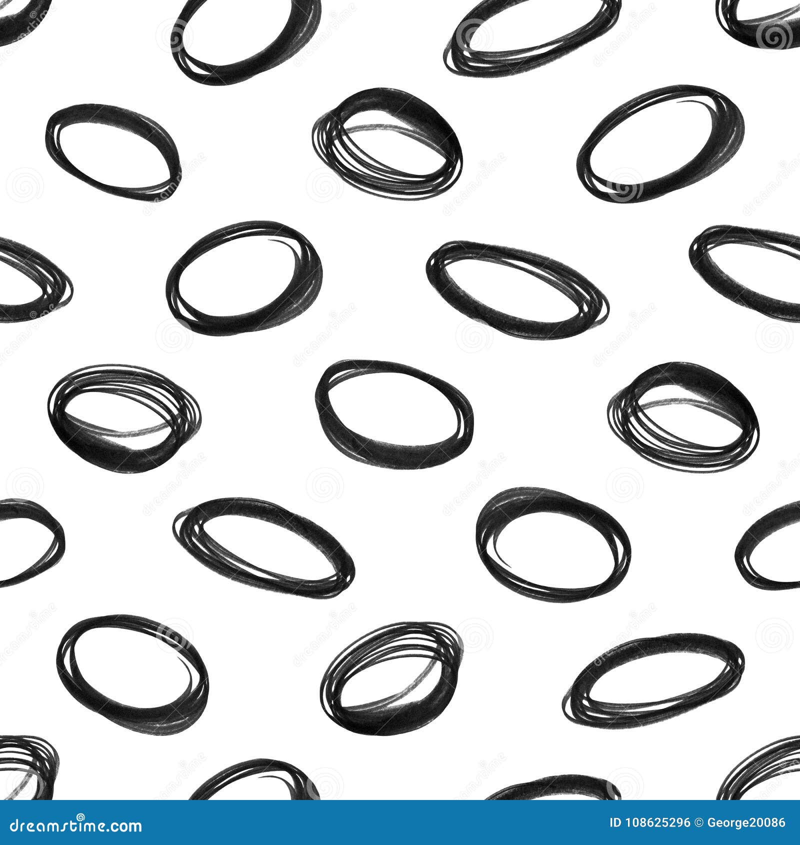 Seamless Decorative Pattern with Hand Drawn Oval Shapes. Stock ...