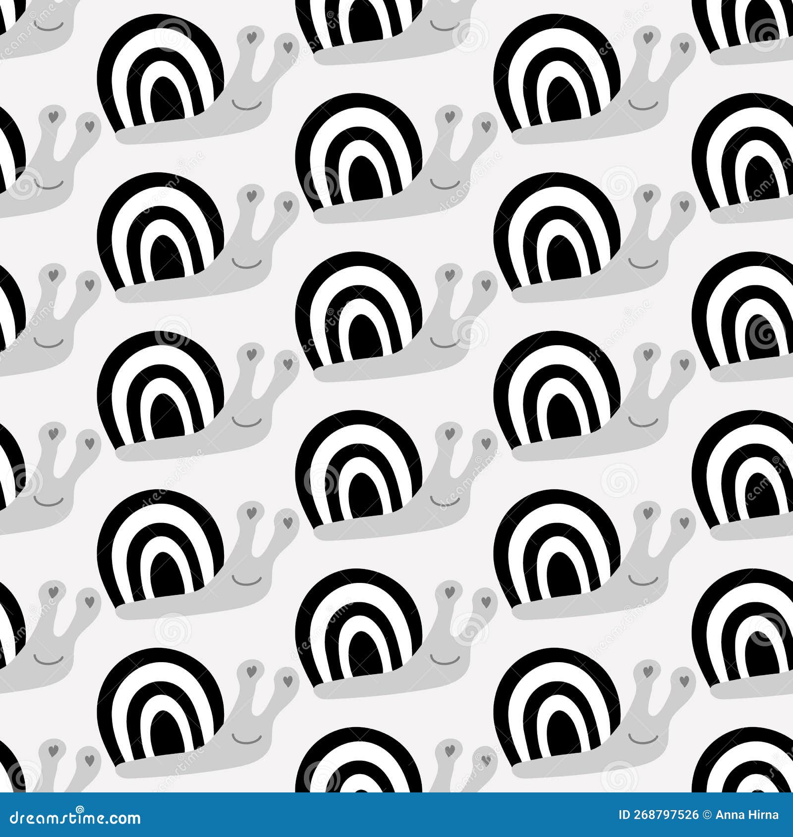 Seamless Decorative Pattern with Snails with a Shell of Colors of the ...