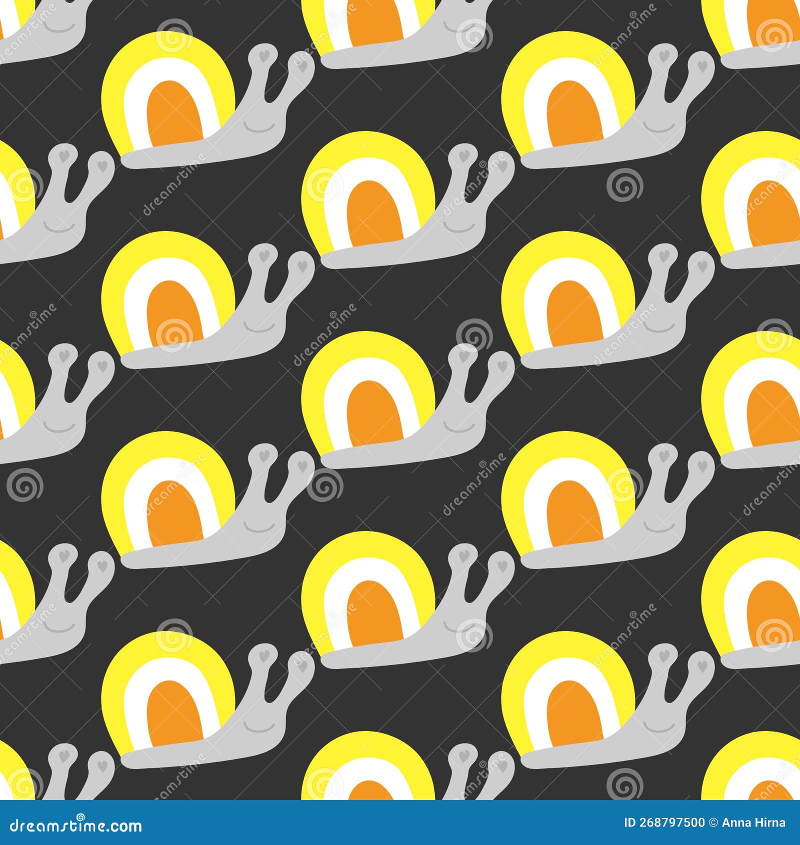 Seamless Decorative Pattern with Snails with a Shell of Colors of the ...